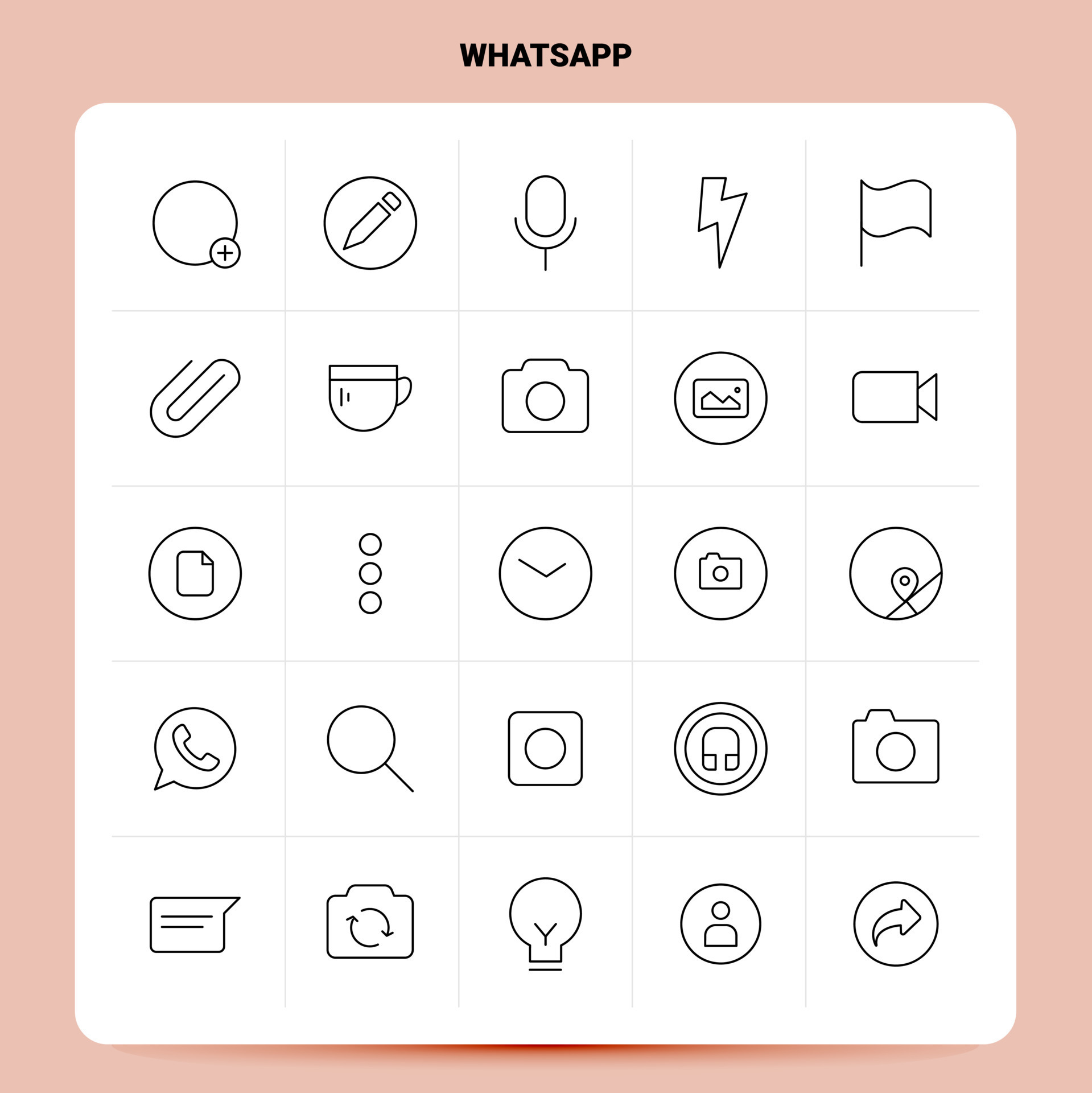 Outline 25 Whatsapp Icon Set Vector Line Style Design Black Icons Set Linear Pictogram Pack Web