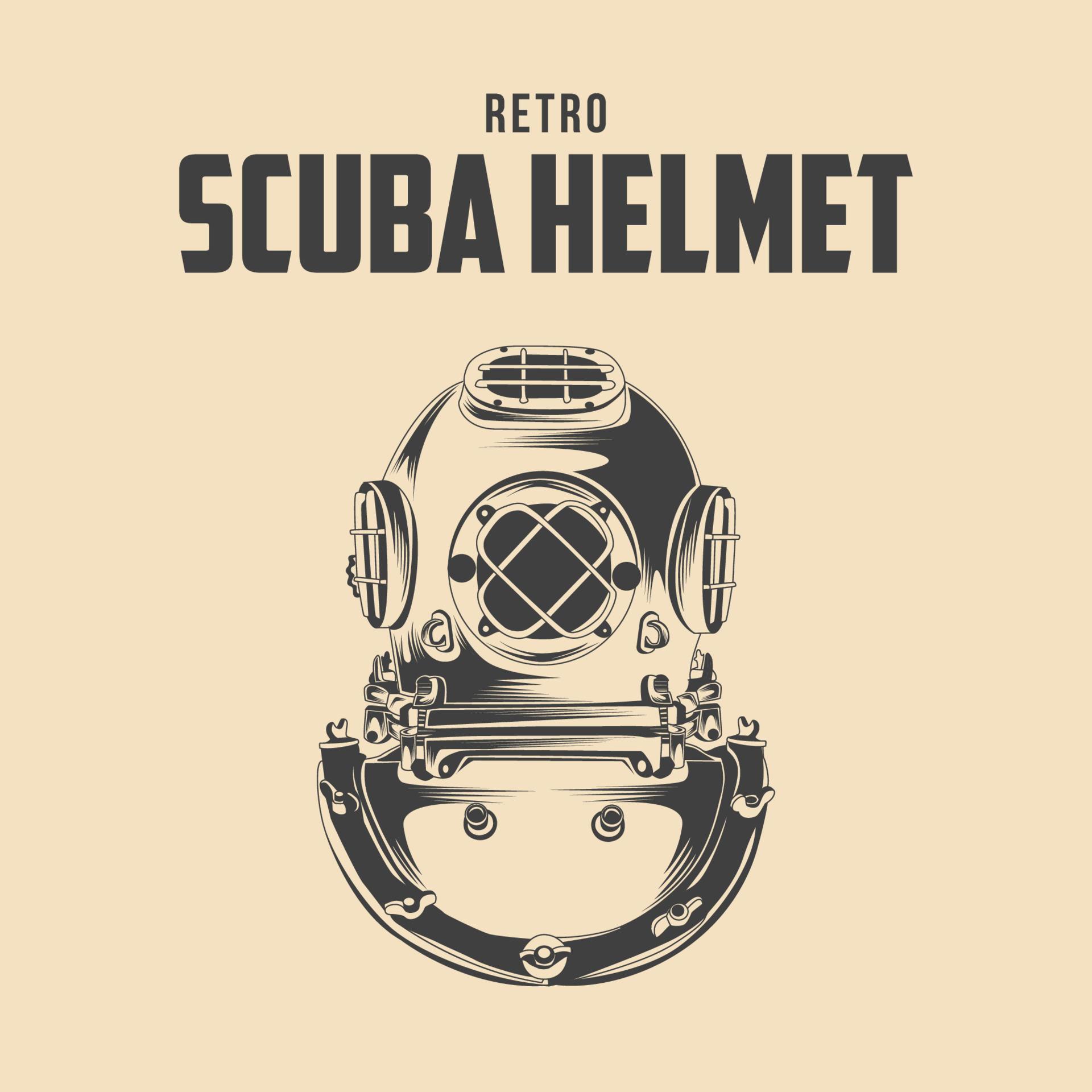 Retro Scuba Diving Helmet Vector Illustration 15324814 Vector Art at ...