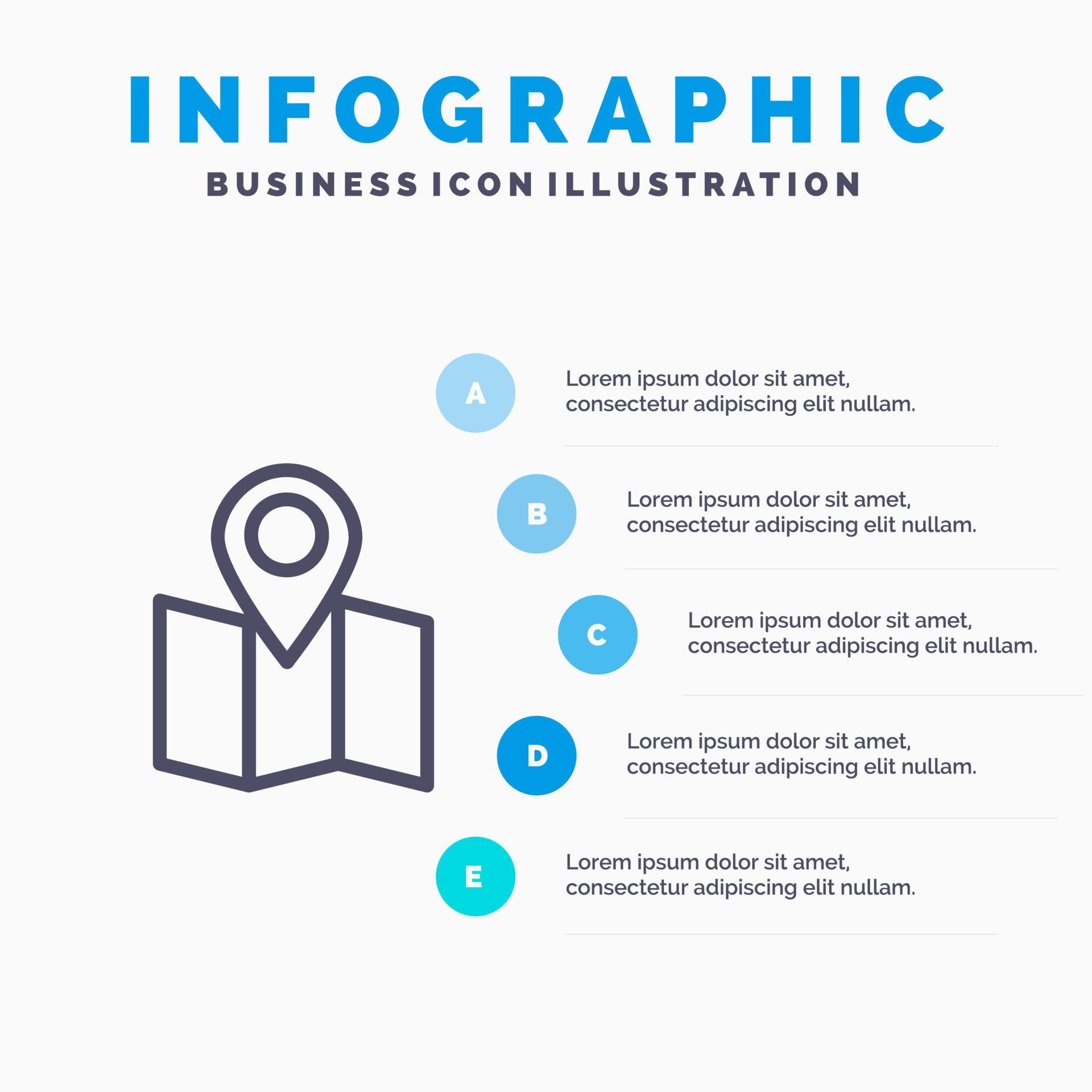 Location Map Pointer Line icon with 5 steps presentation infographics Background 15324981 Vector ...