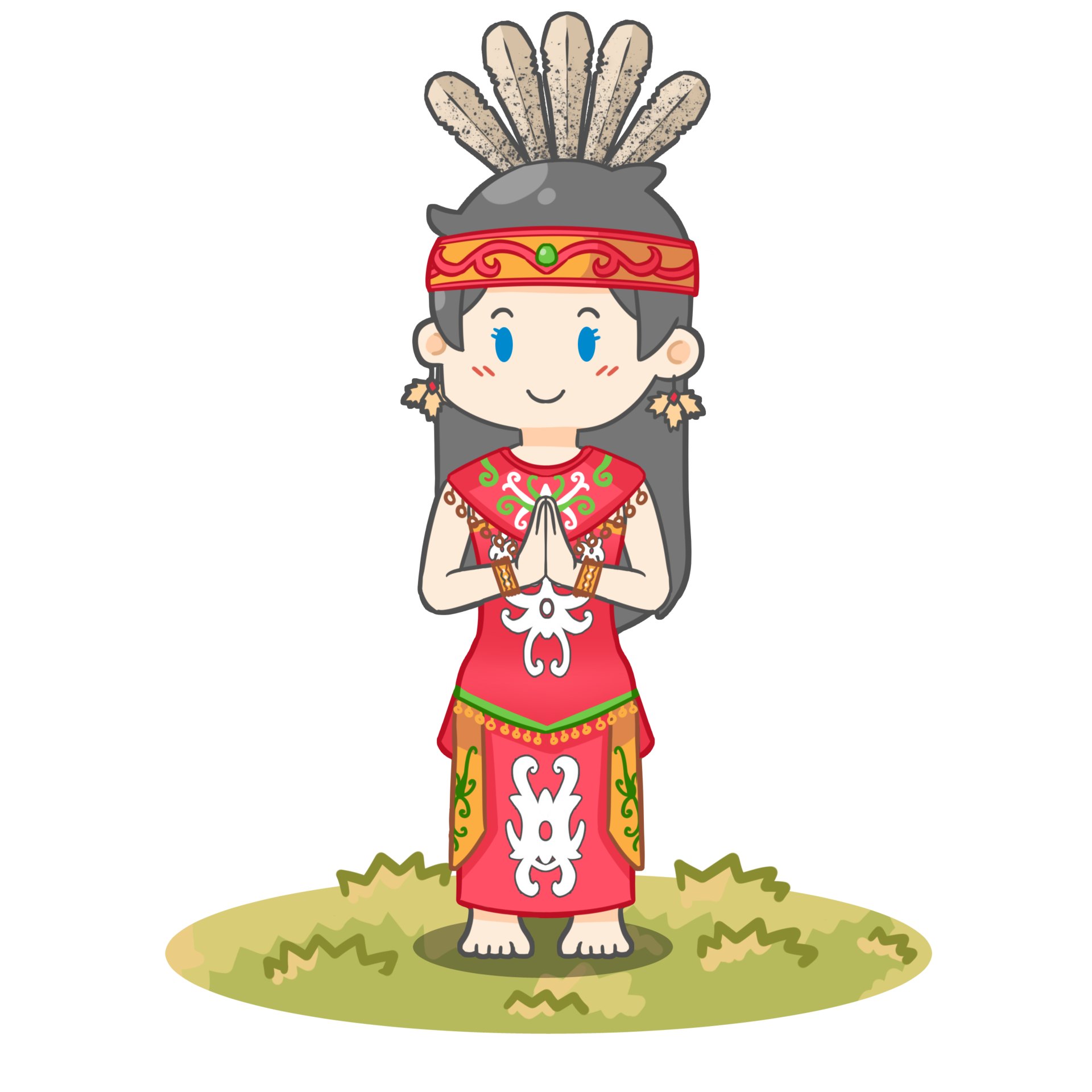 Cute Dayak Girl From Borneo In The Grass 15329534 Png