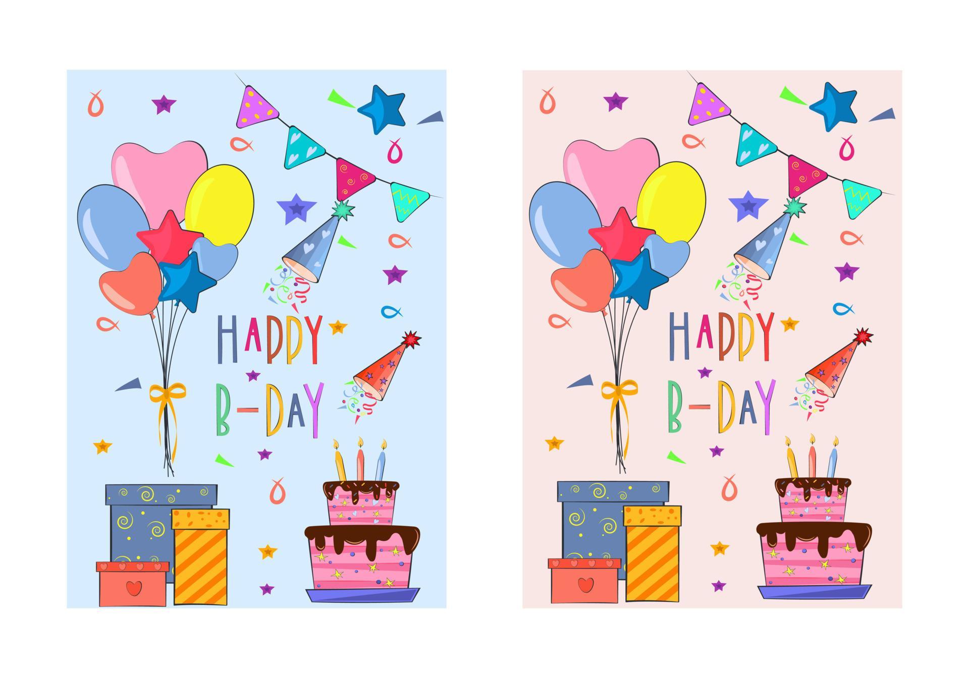 Set of birthday greeting cards design 15335005 Vector Art at Vecteezy