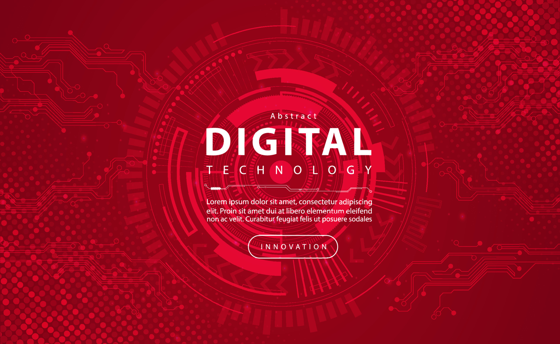 Digital Technology Banner Red Background Concept Circuit Technology