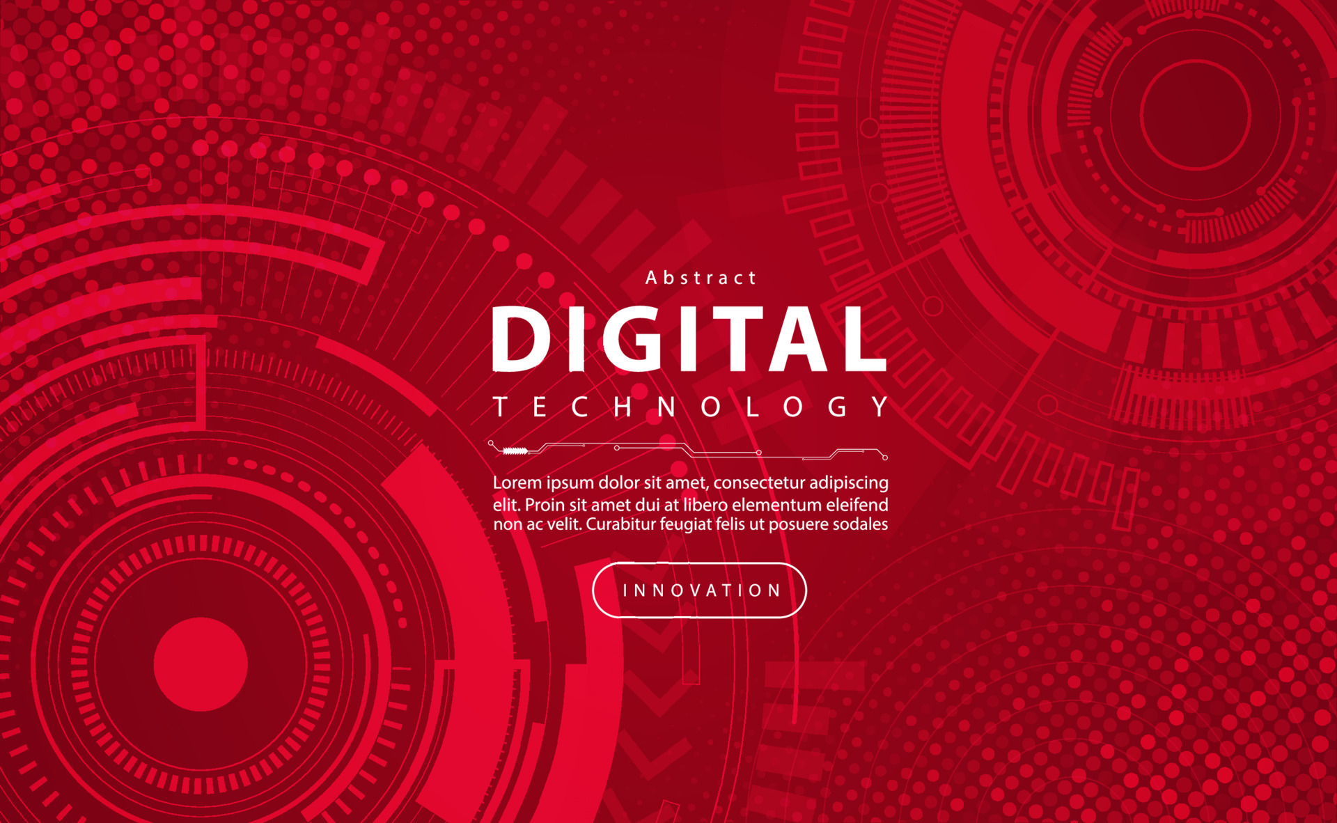 Digital Technology Banner Red Background Concept Circuit Technology