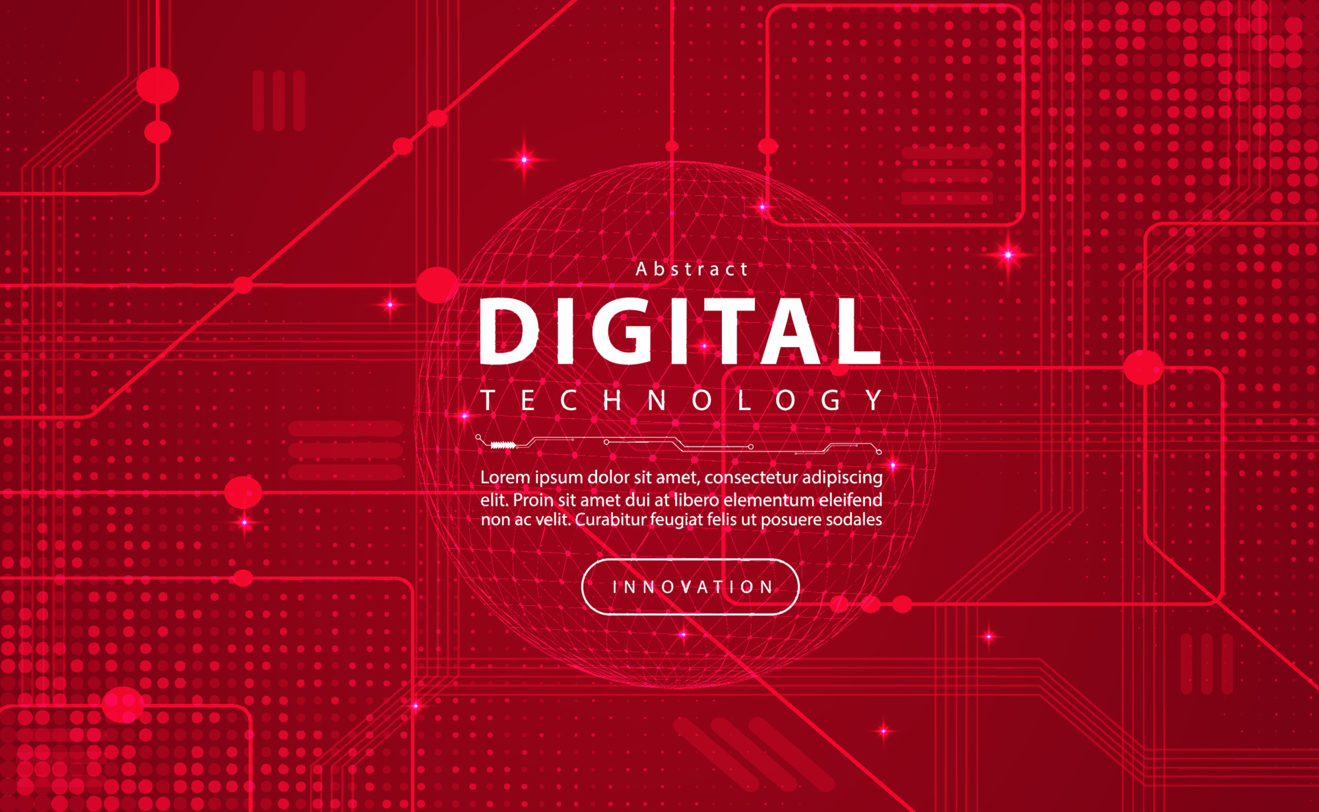 Digital Technology Banner Red Background Concept Circuit Technology