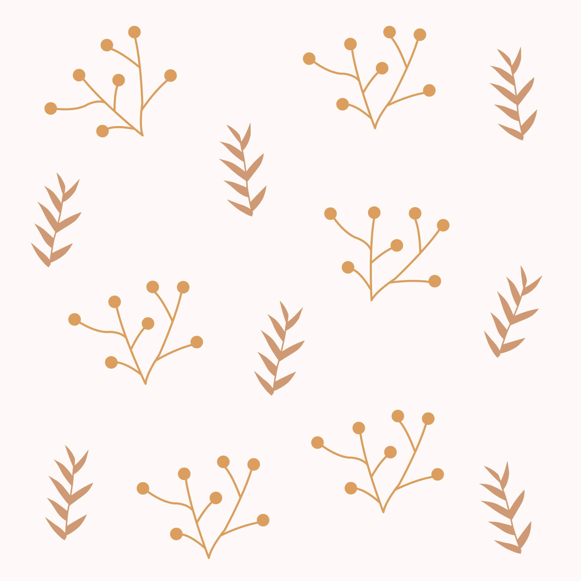 Cool Old Style Seamless Pattern With Beige Light Brown Flowers And