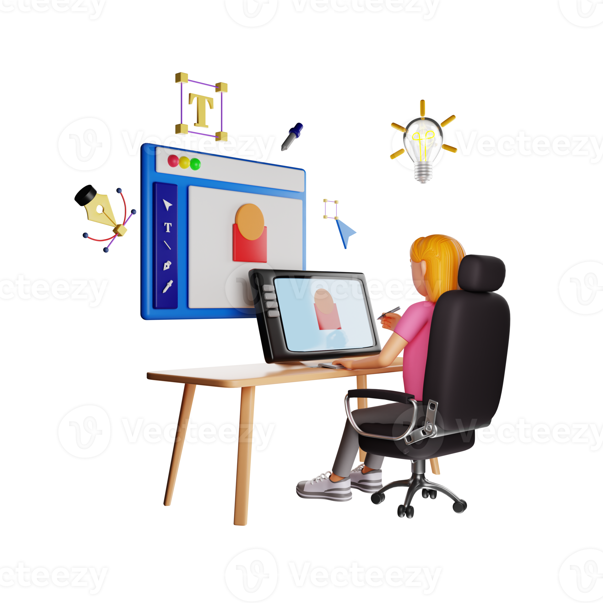 Graphic Designer 3d Character Illustration 15340586 Png