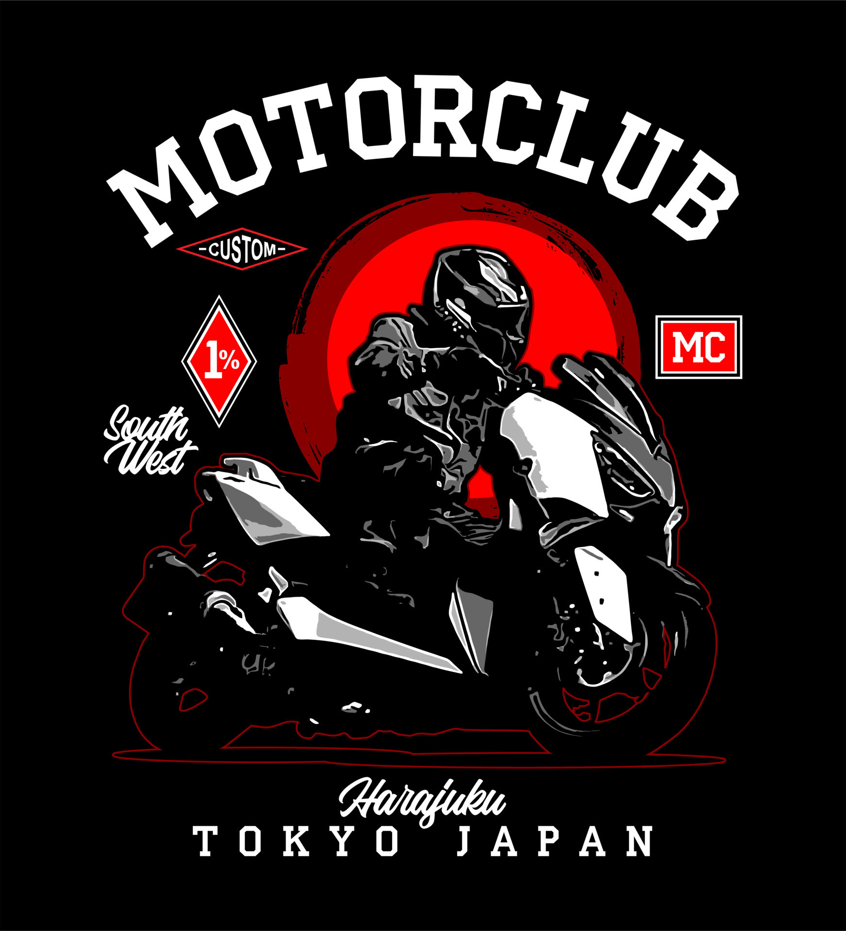 Motorbike Vector Template For T Shirt Design 15341403 Vector Art At