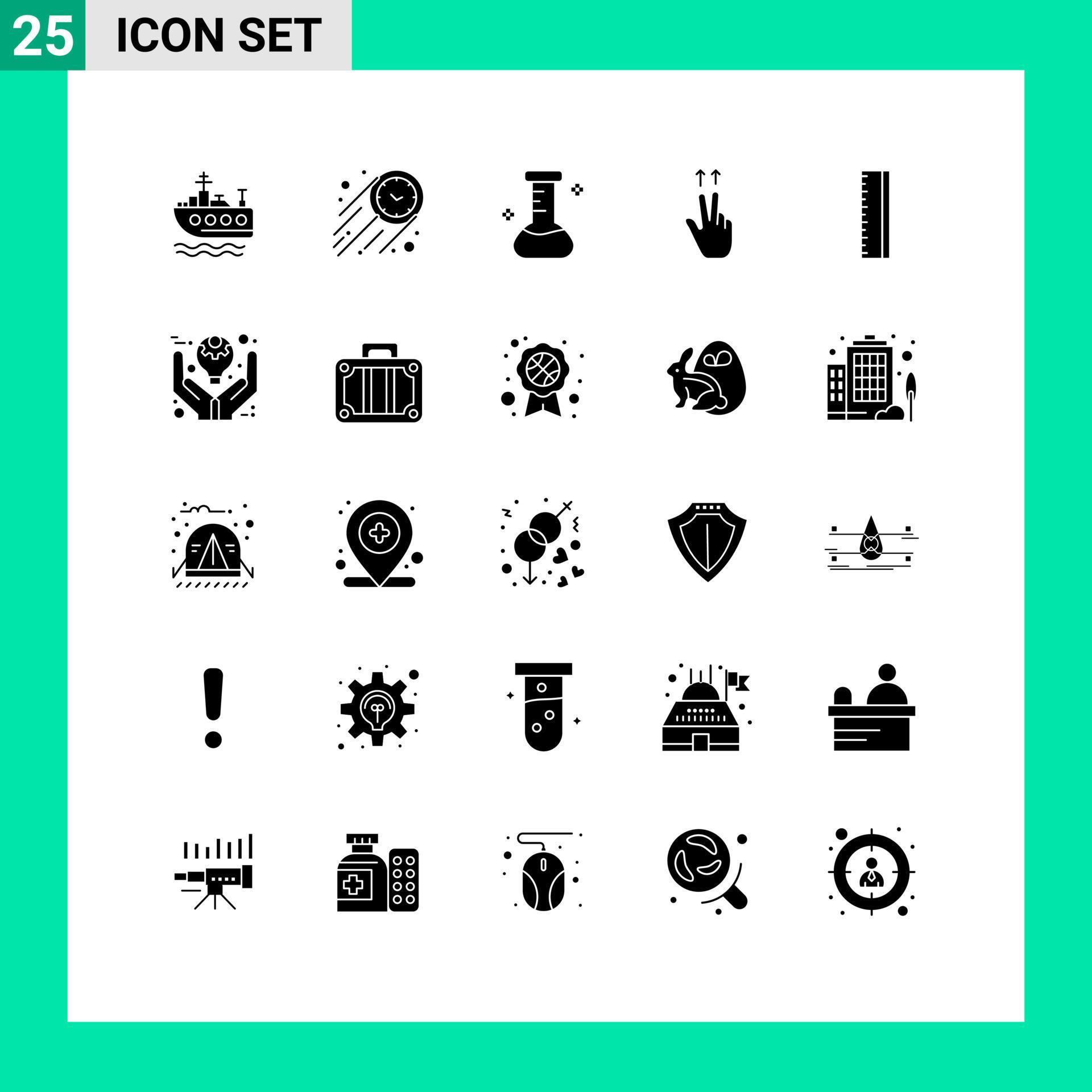 Set Of 25 Vector Solid Glyphs On Grid For Defining School Flask Ruler Ups Editable Vector Design