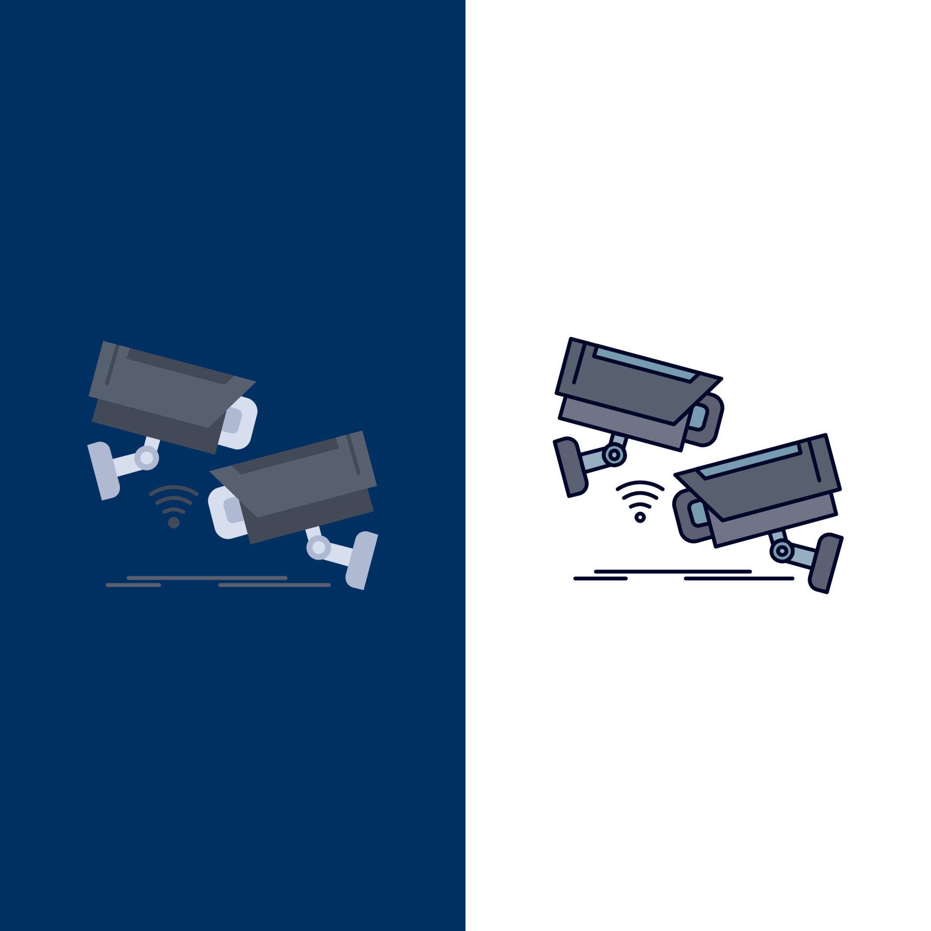 Cctv Camera Security Surveillance Technology Flat Color Icon Vector