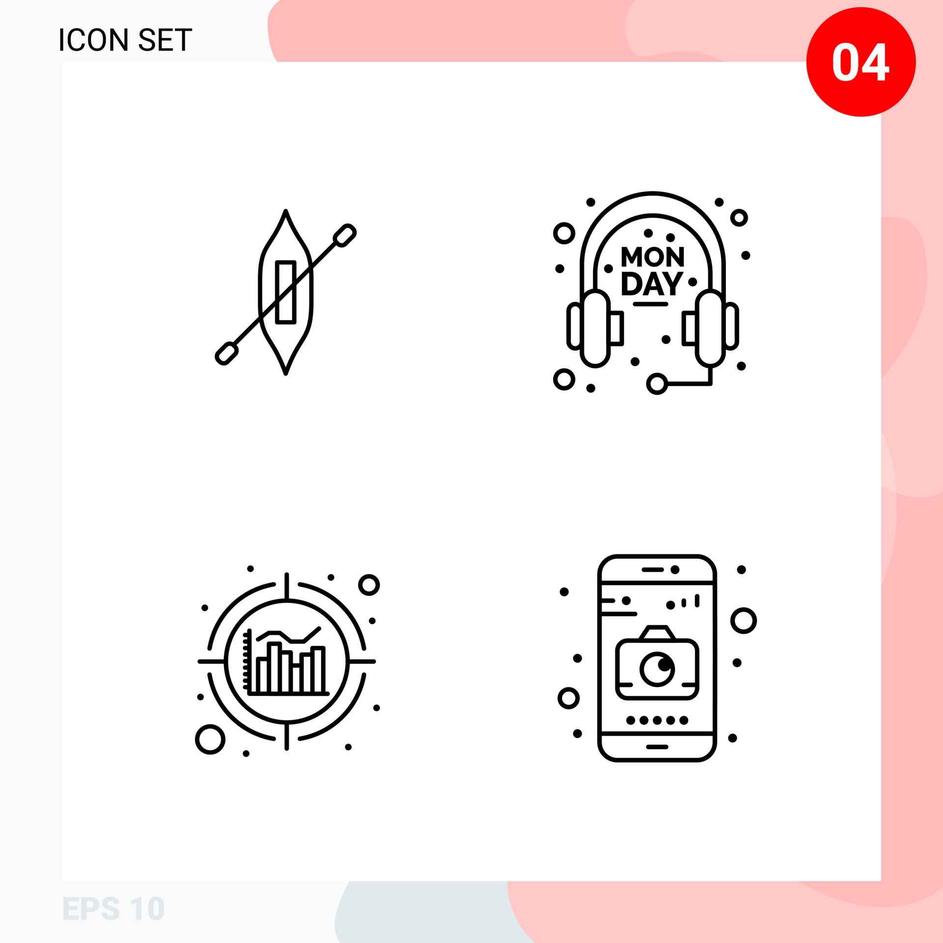 Vector Pack Of 4 Icons In Line Style Creative Outline Pack Isolated On White Background For Web