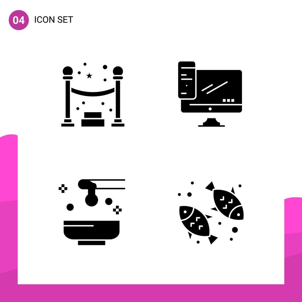 Glyph Icon set Pack of 4 Solid Icons isolated on White Background for ...