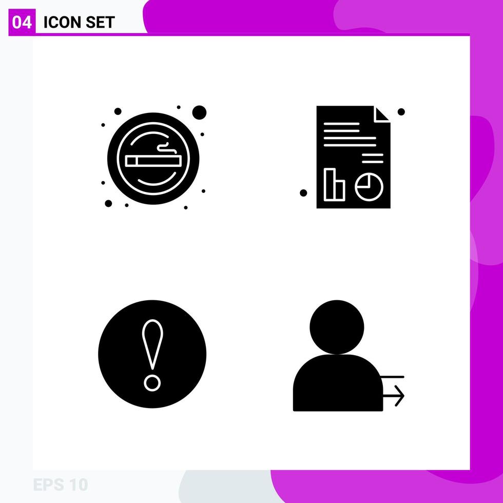 Solid Icon set Pack of 4 Glyph Icons isolated on White Background for ...