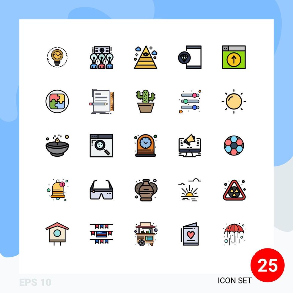 Mobile Interface Filled Line Flat Color Set Of 25 Pictograms Of Coding Triangle Presentation