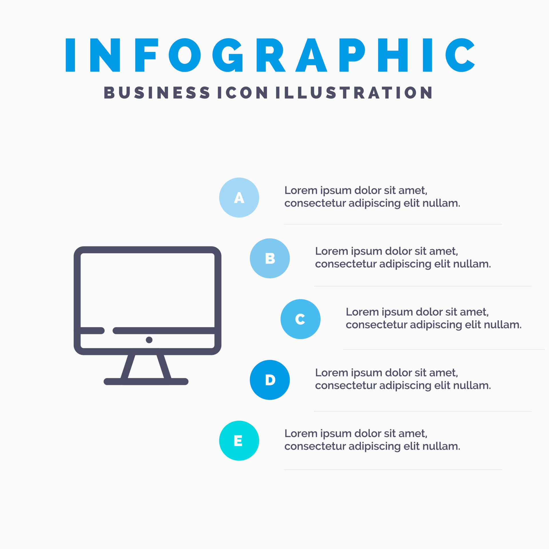 Computer Monitor Screen Hardware Line icon with 5 steps presentation ...