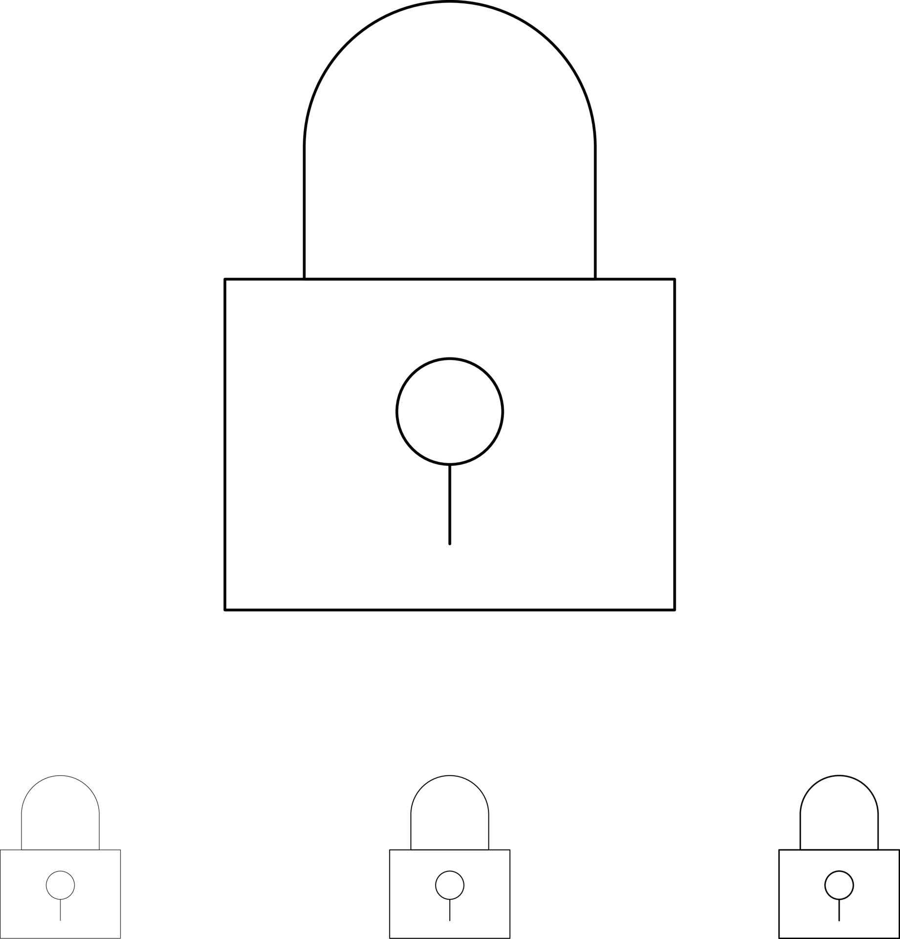 Lock Password Password Lock Secure Password Bold And Thin Black Line Icon Set 15357684 Vector