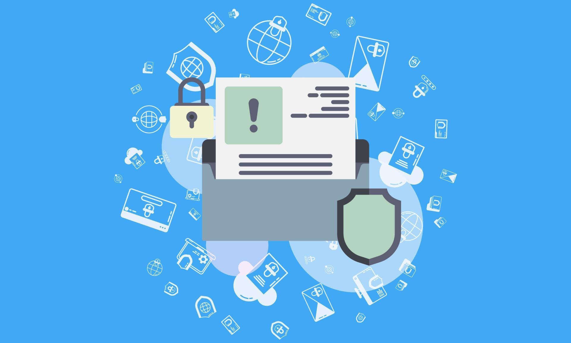 Electronic Mail Protected From Viruses And Hackers 15358841 Vector Art At Vecteezy