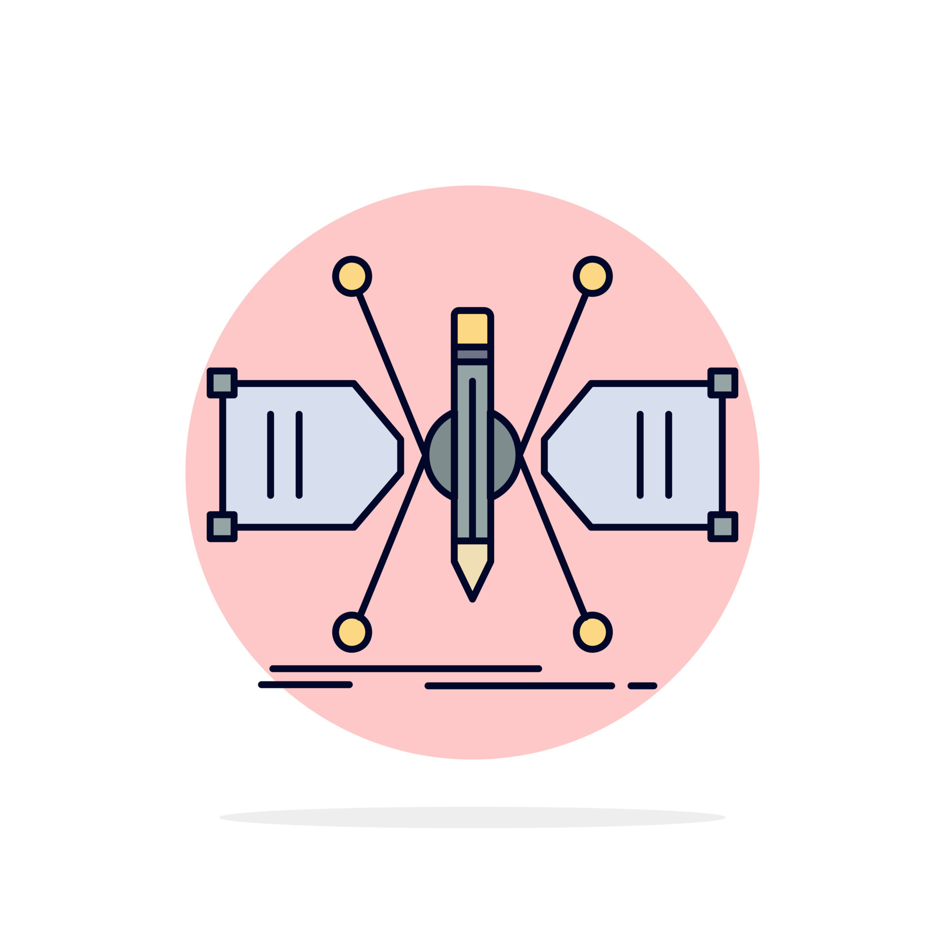 Architect Constructing Grid Sketch Structure Flat Color Icon Vector