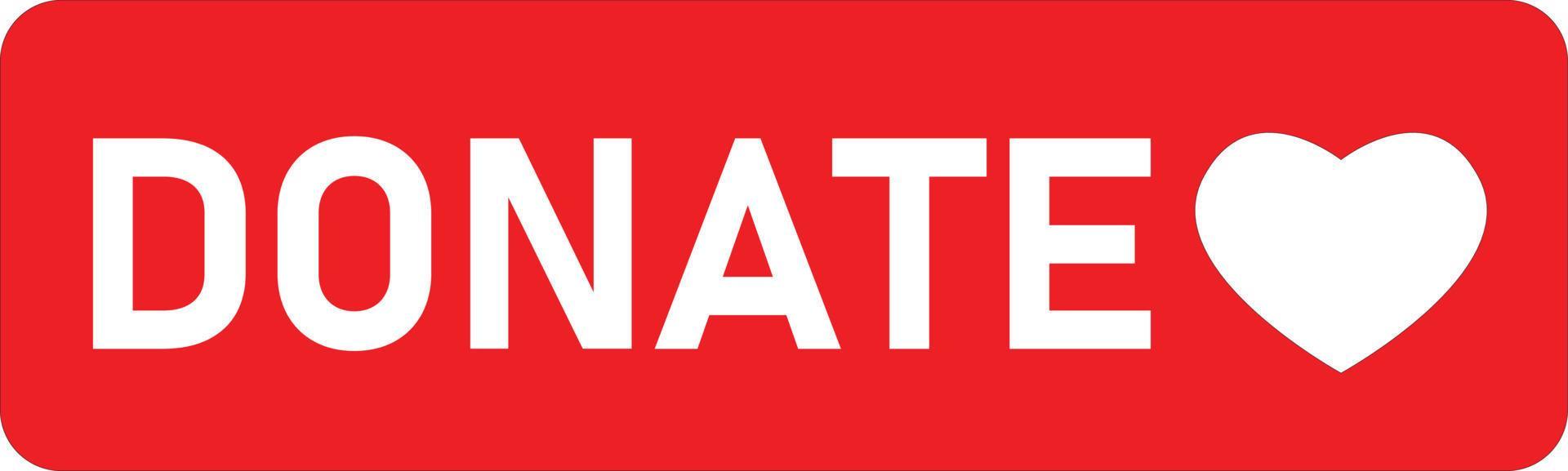 donate button icon on white background. Red button with red heart sign. volunteering symbol ...