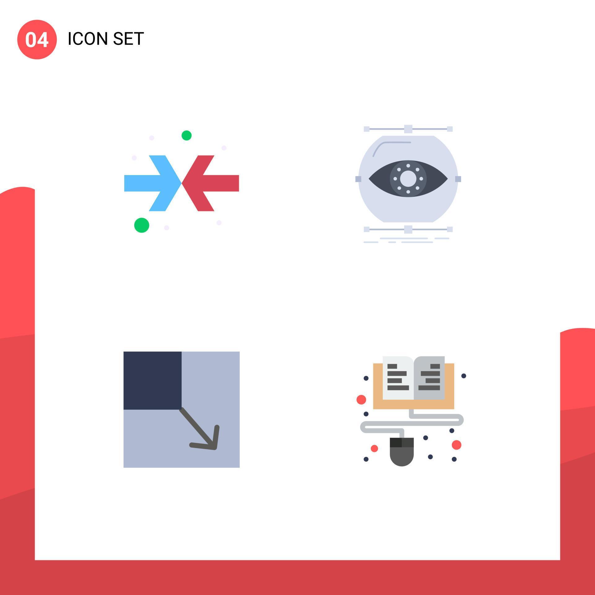 Universal Icon Symbols Group Of 4 Modern Flat Icons Of Arrow Layout Visualize Monitoring Course