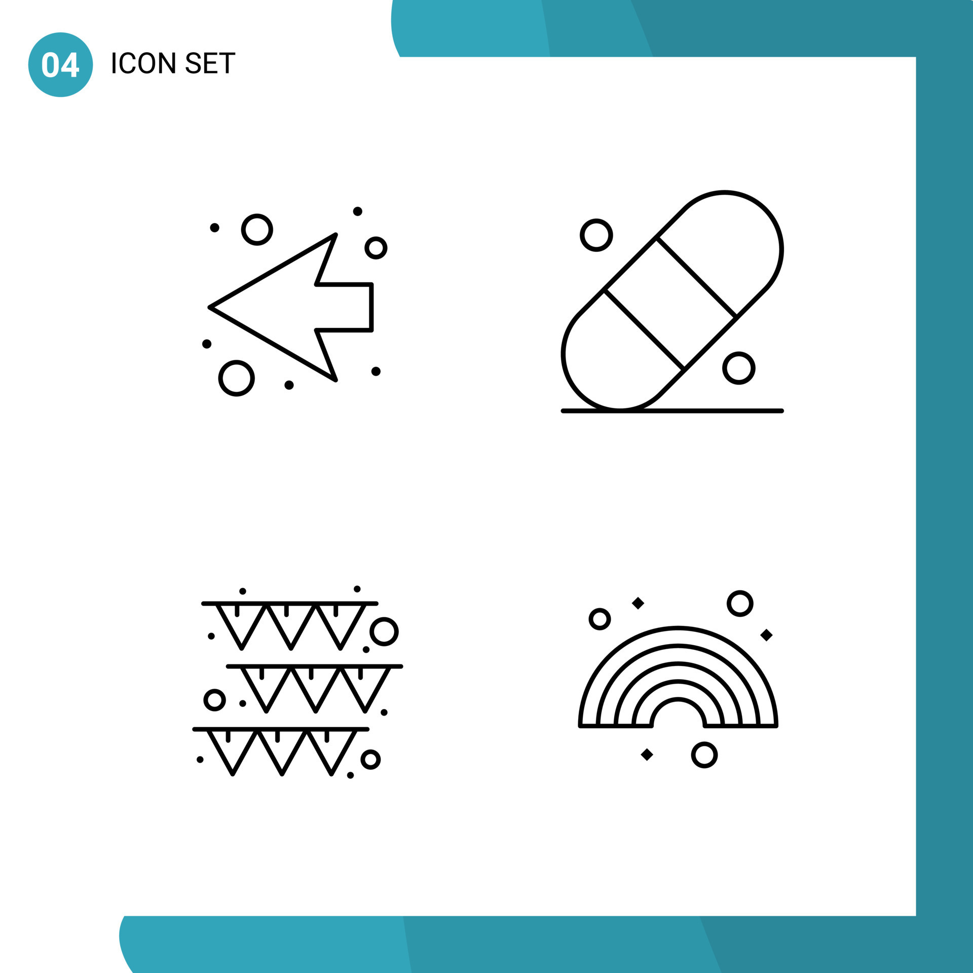 Vector Pack Of 4 Outline Symbols Line Style Icon Set On White
