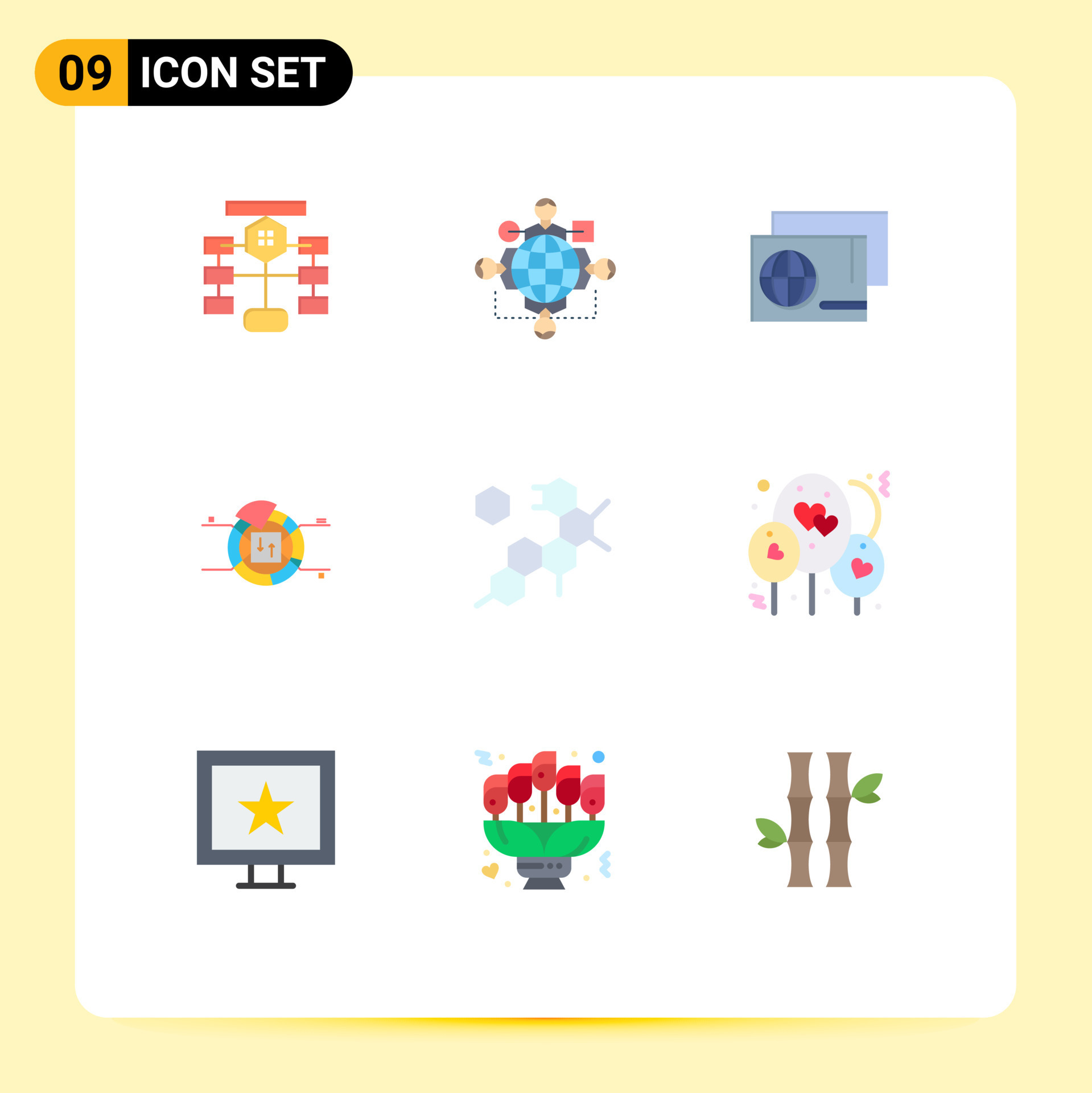 Set Of 9 Modern Ui Icons Symbols Signs For Percentage Chart Operation Pie Passport Editable