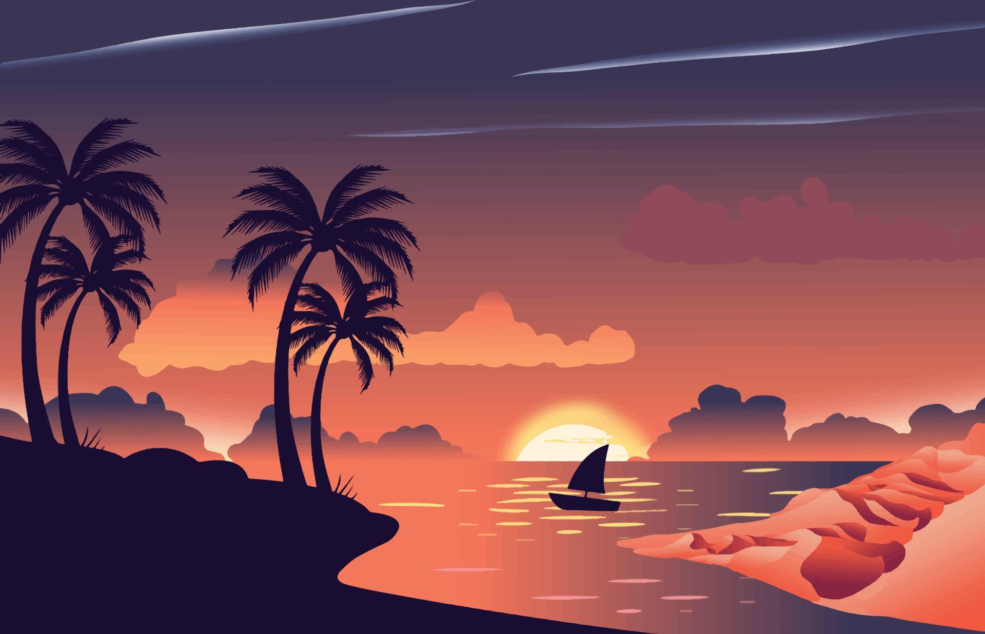 Beach Landscape Design 15362904 Vector Art at Vecteezy