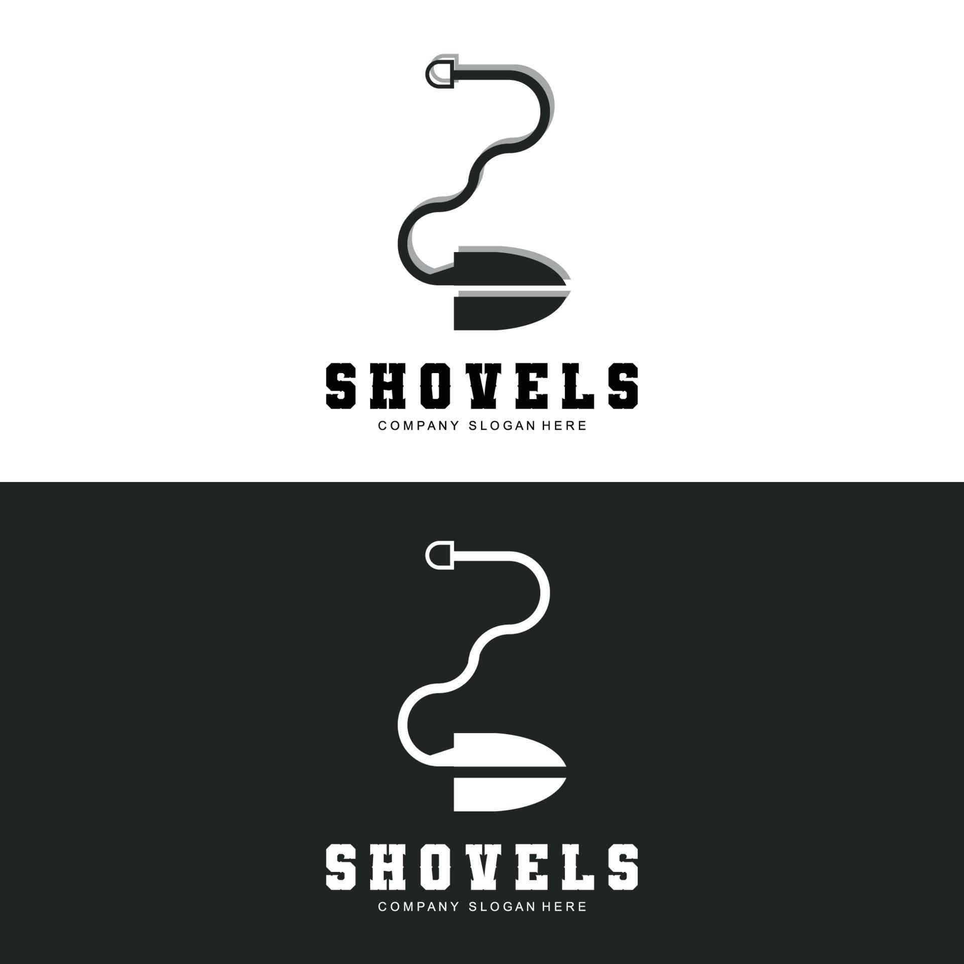Shovel Logo Design Construction Worker Tool Illustration Vector Building Construction Icon