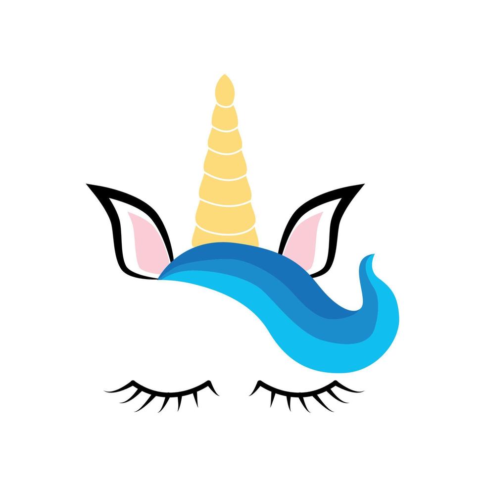 Fabulous Cute Unicorn With Golden Gilded Horn And Closed Eyes 15365988 Vector Art At Vecteezy