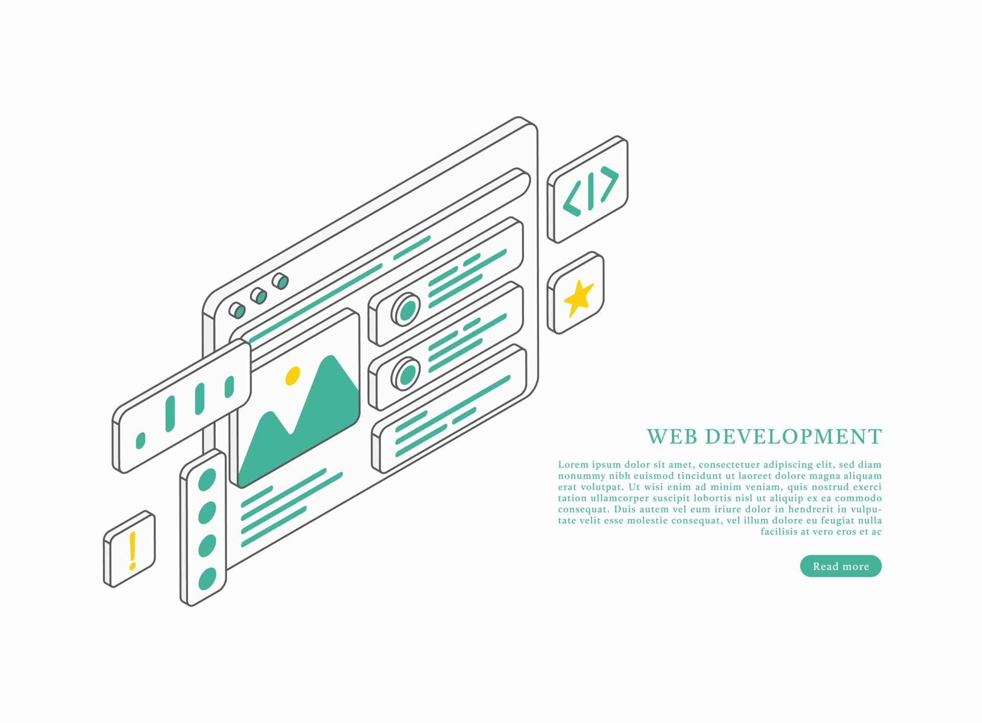 Web Development And Interface Design Concept Web Page Design Vector