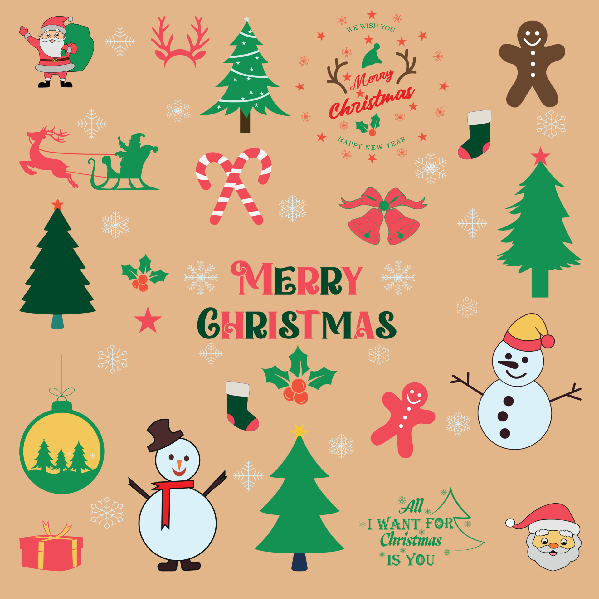 Set of Christmas design elements vector EPS 15368834 Vector Art at Vecteezy