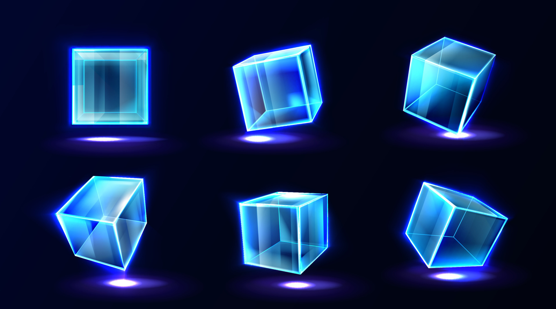 Plastic Or Glass Cubes Glowing With Neon Light Set 15370286 Vector Art At Vecteezy