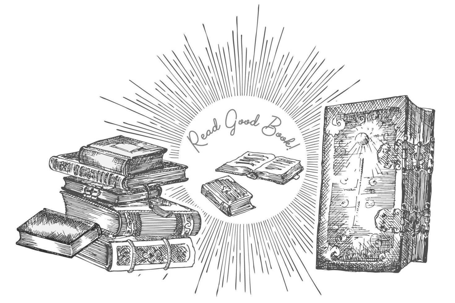 Banner With Hand Drawing Sketch Books Concept Vintage Design For Fair Or Festival Flyer Paper