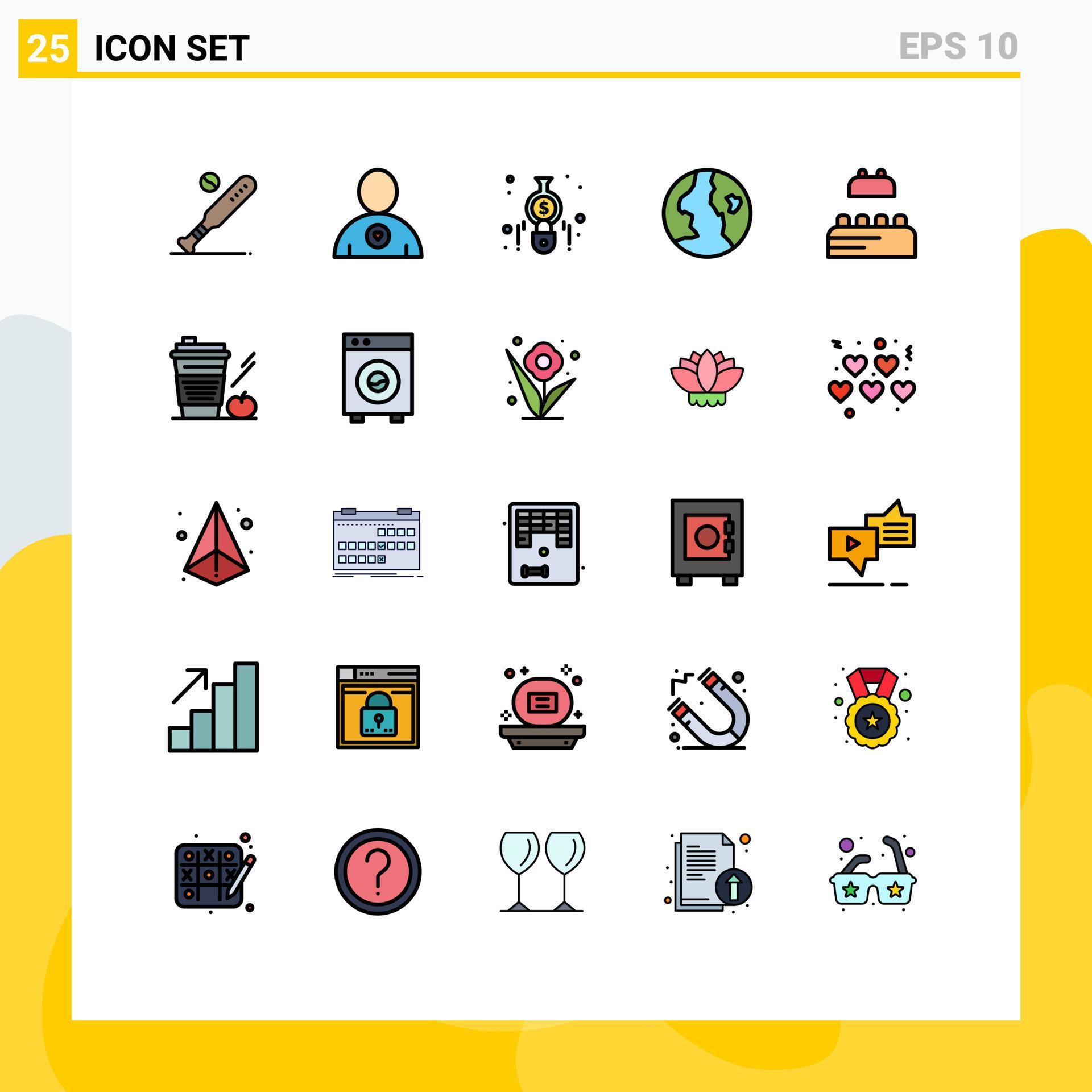 Mobile Interface Filled Line Flat Color Set Of 25 Pictograms Of Lego Bricks Accounting Nature