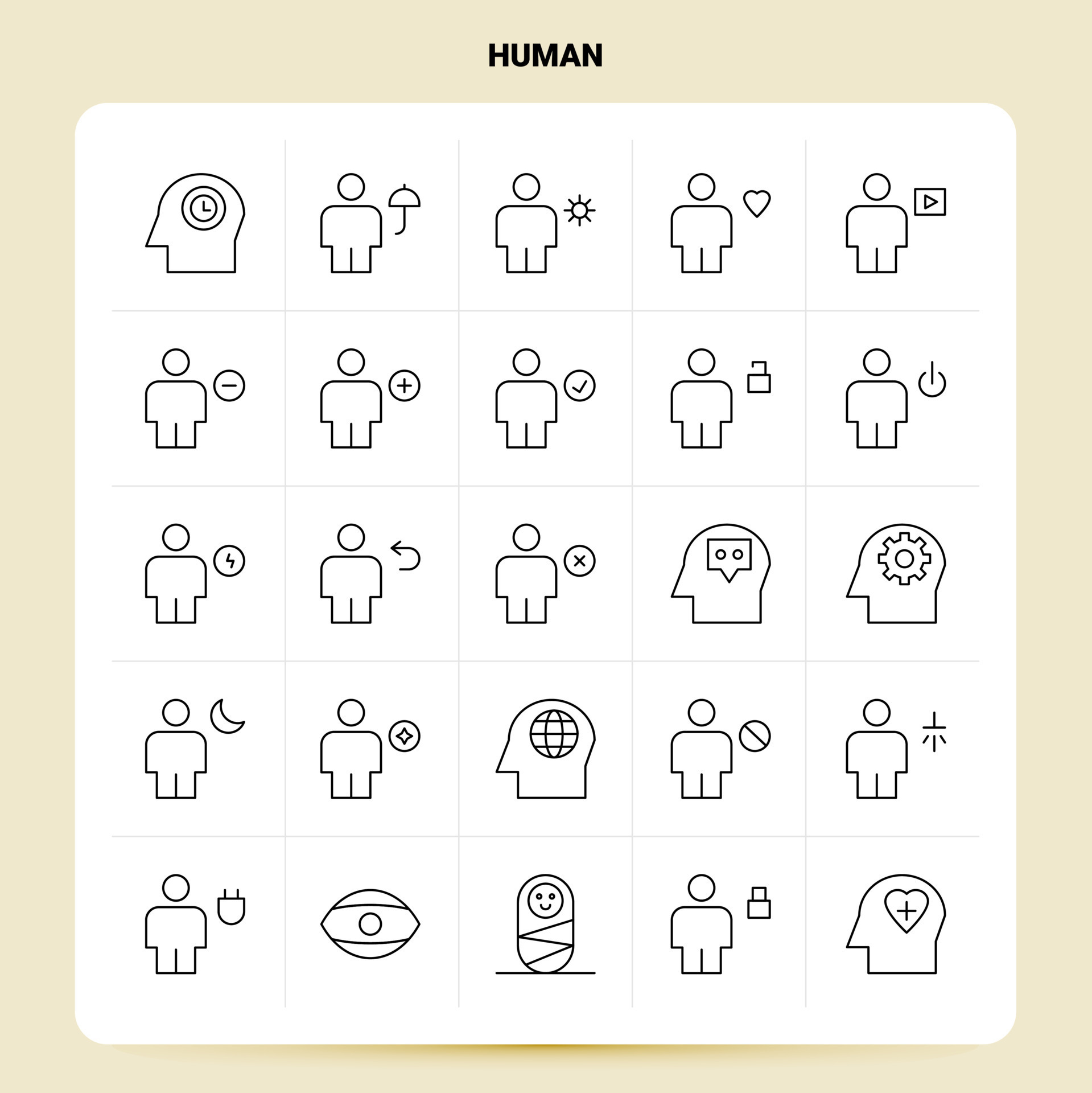 Outline 25 Human Icon Set Vector Line Style Design Black Icons Set Linear Pictogram Pack Web And