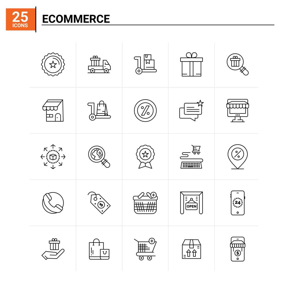 25 Ecommerce icon set vector background 15383488 Vector Art at Vecteezy
