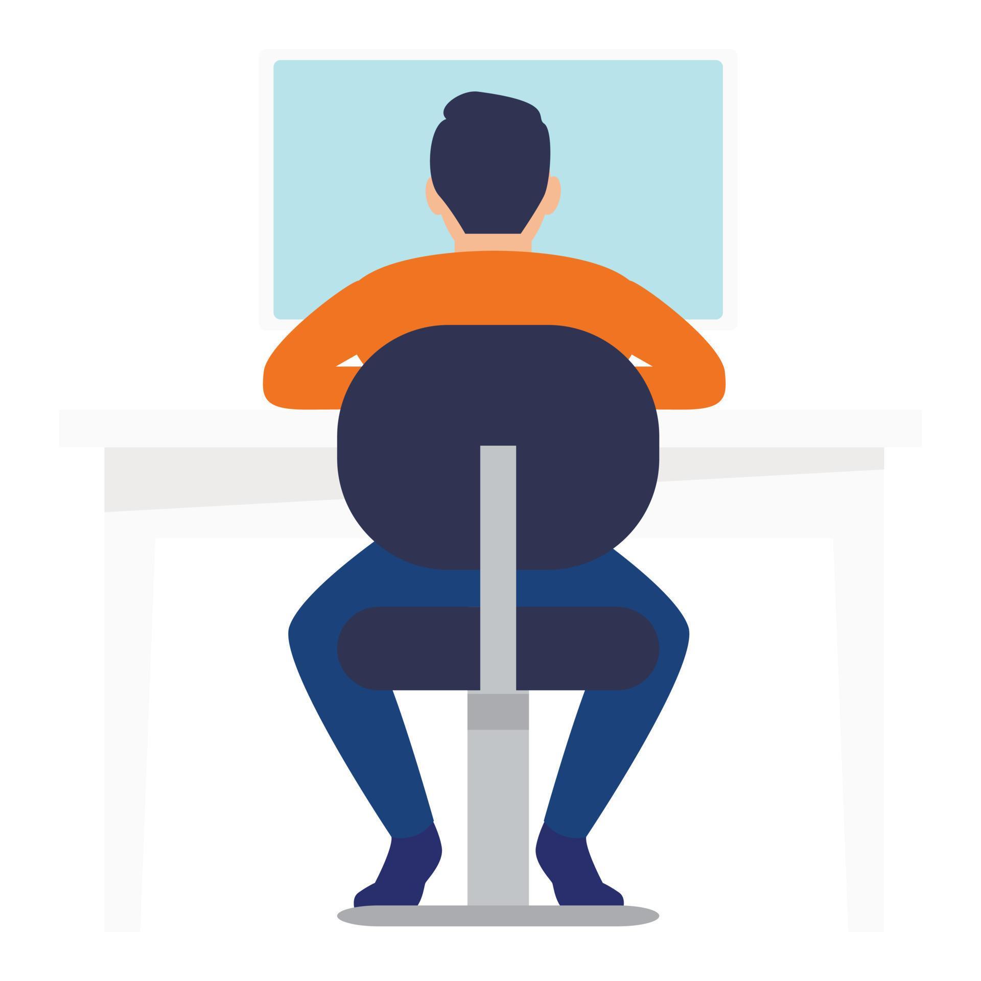 Man at computer icon, flat style 15384789 Vector Art at Vecteezy