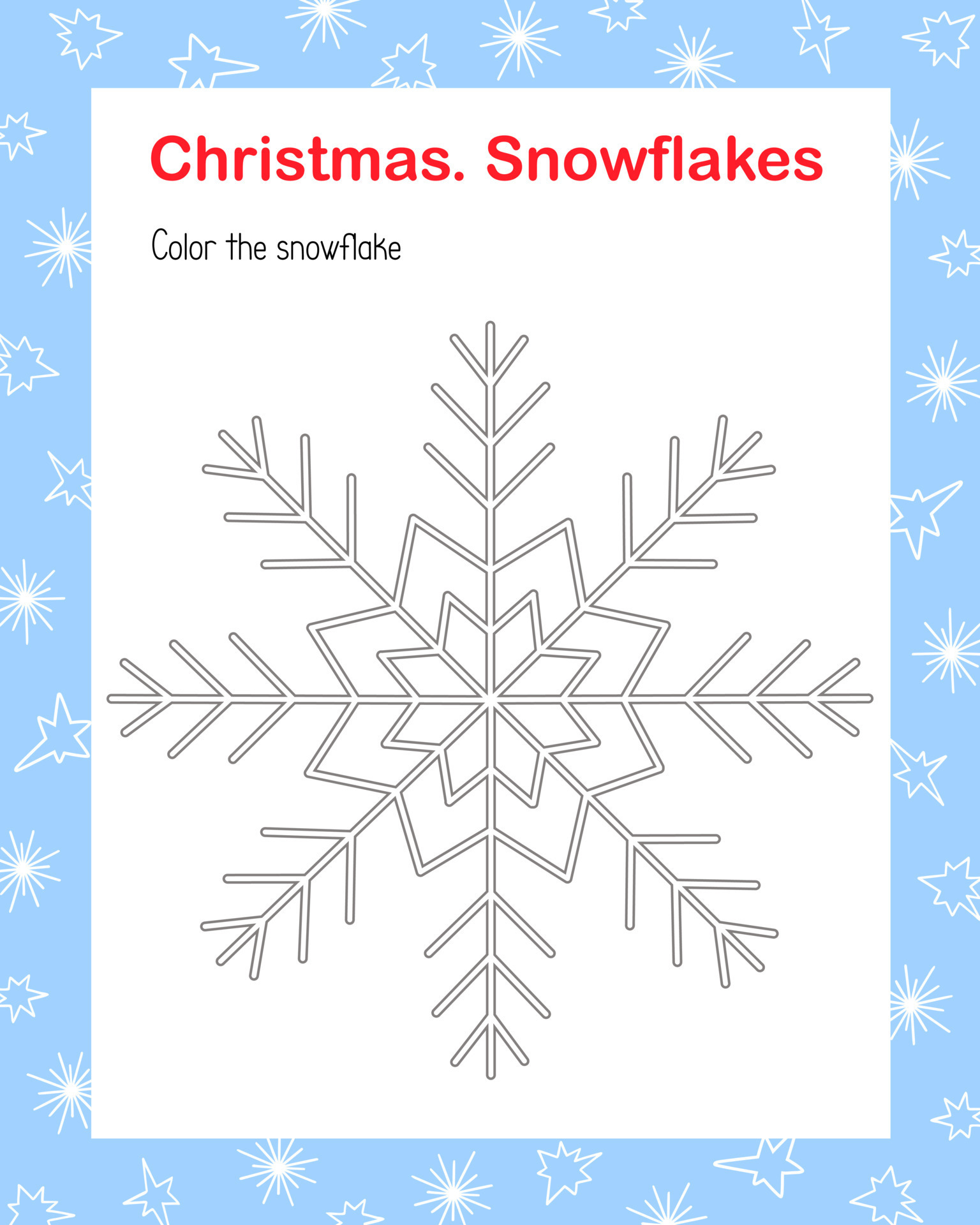 Snowflake Simple Outline Cartoon Coloring Page Vector Illustration Winter Holiday Christmas And