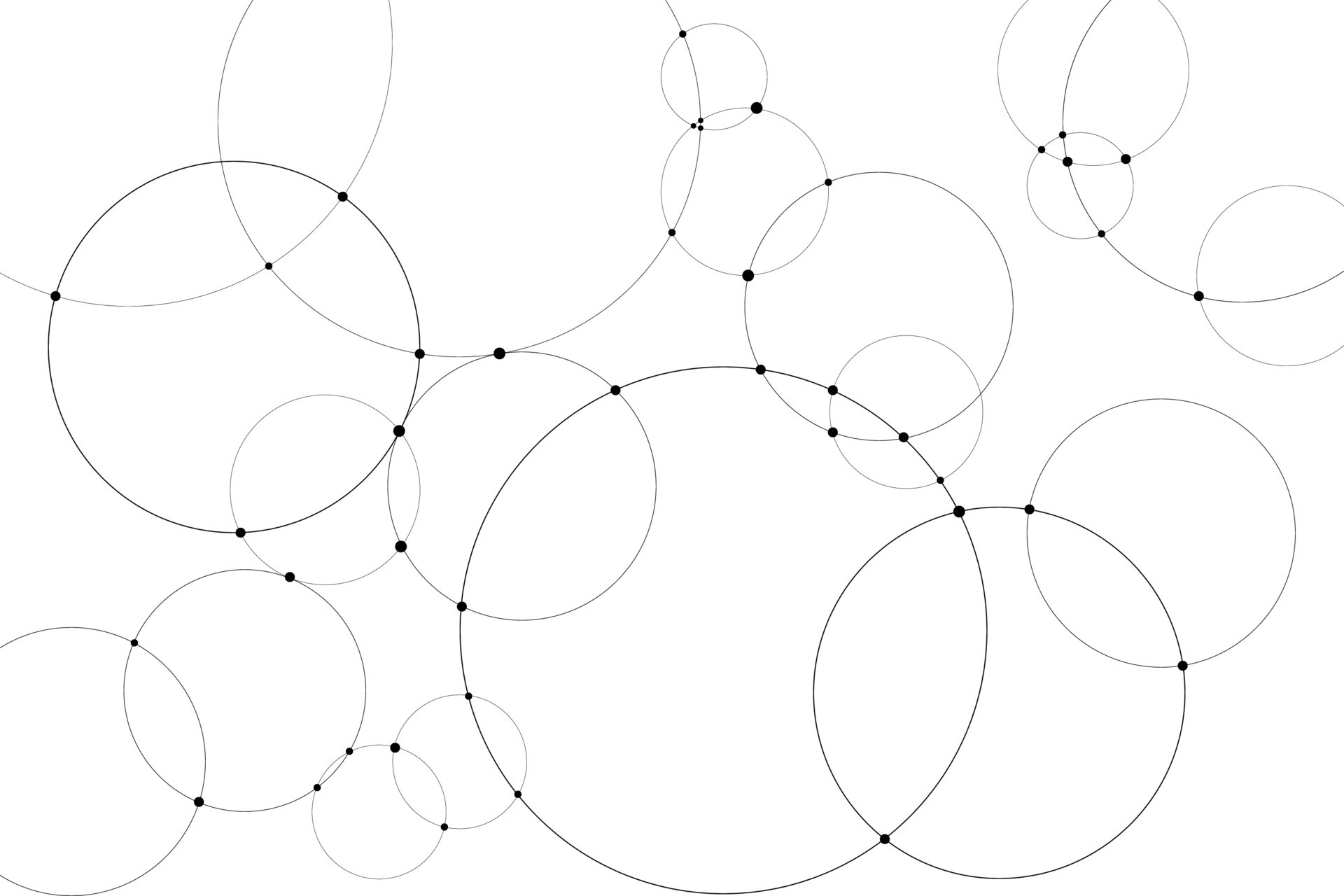 Abstract Background With Intersecting Rings Circles And Dots Connection Circles Background