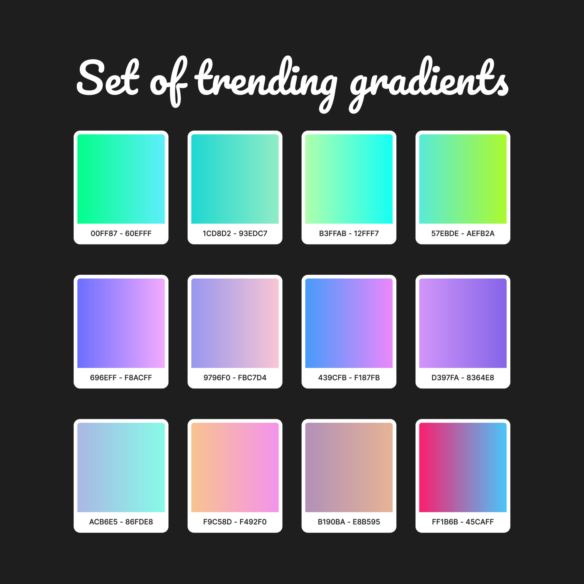 Trending gradient set. Colorful gradient background. Trending abstract ...