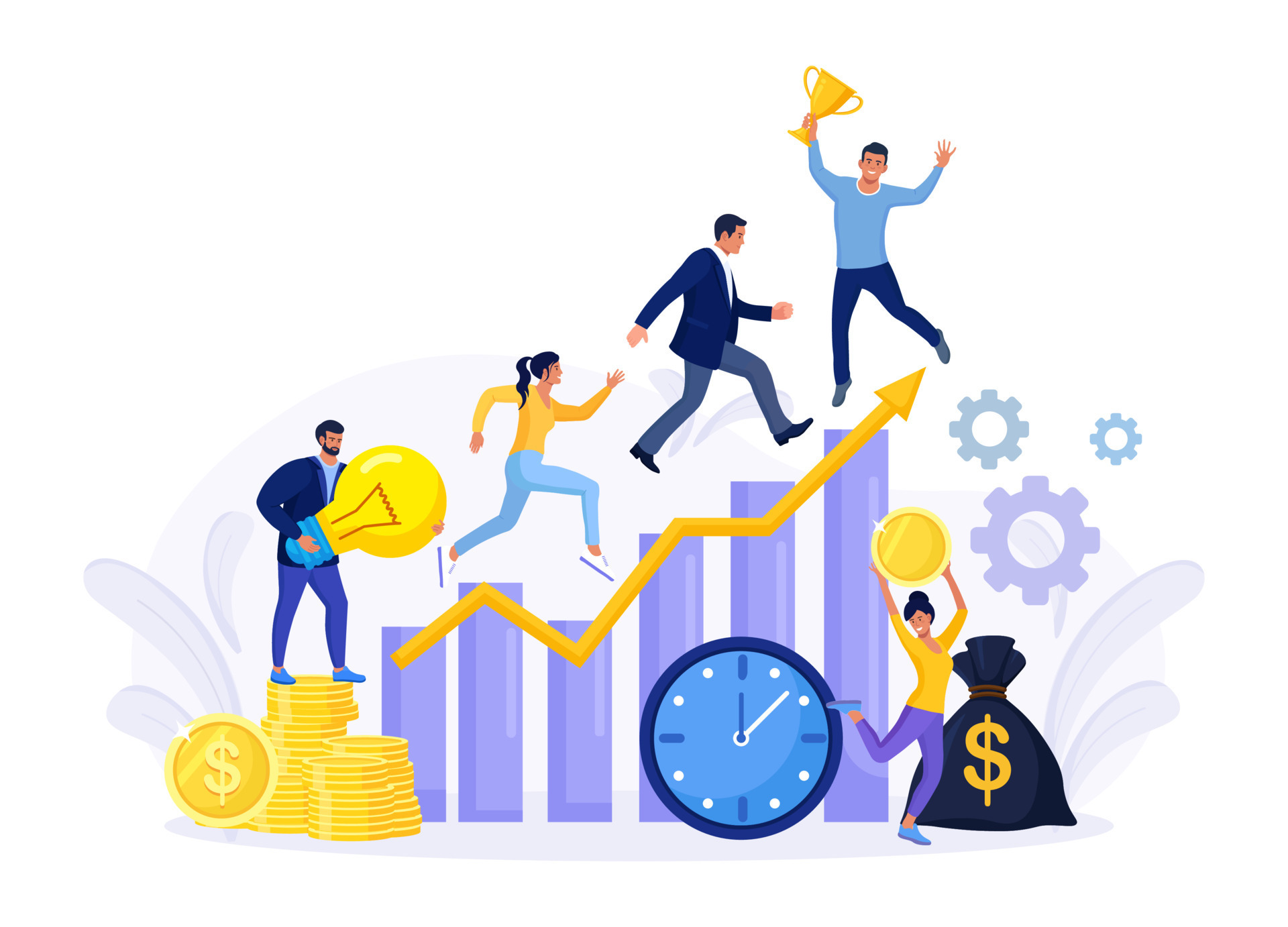 Competitive process in business. Business people run to their goal, in ... Competitive process in business. Business people run to their goal, in ...