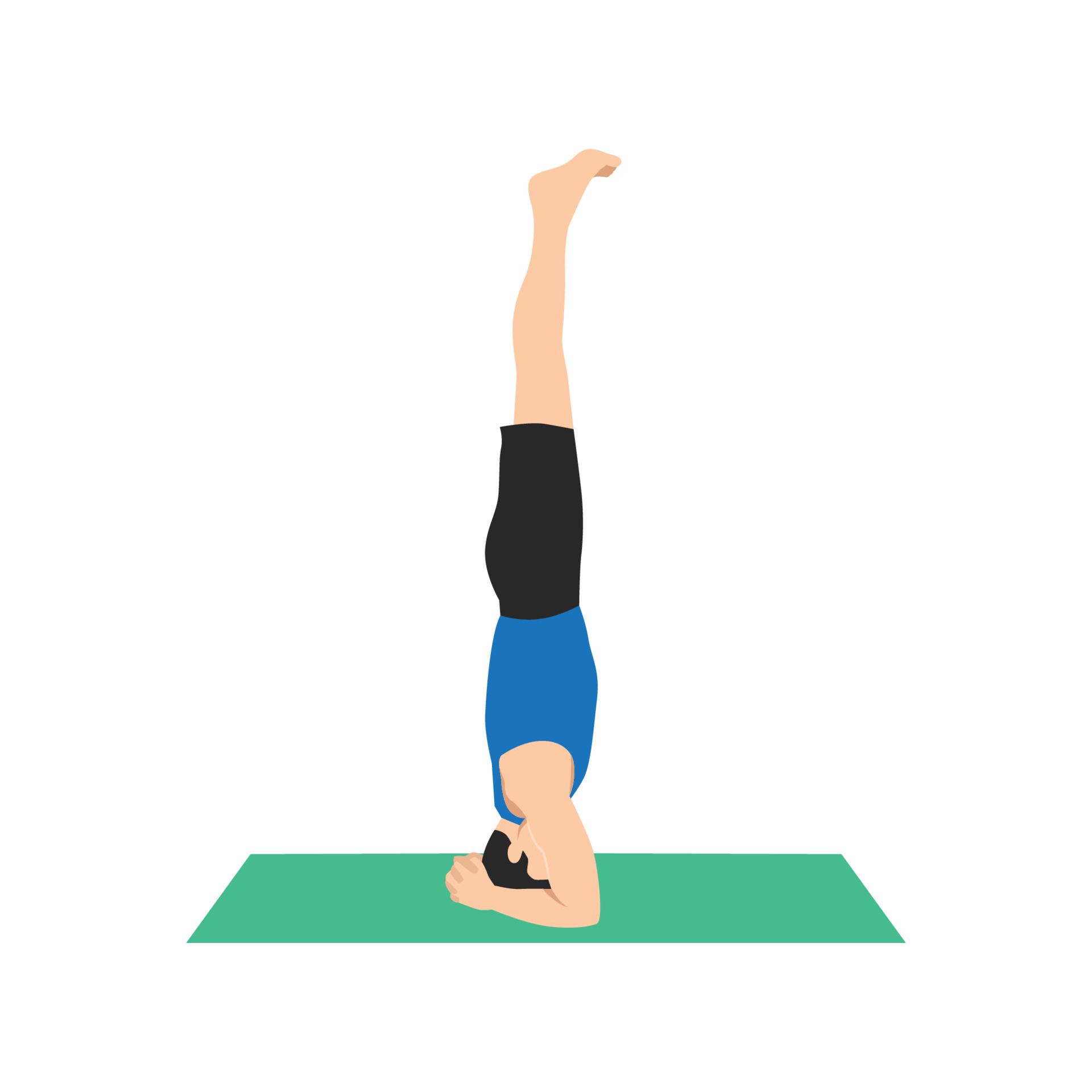 Man practicing yoga concept, standing in salamba sirsasana exercise, headstand pose, working out ...