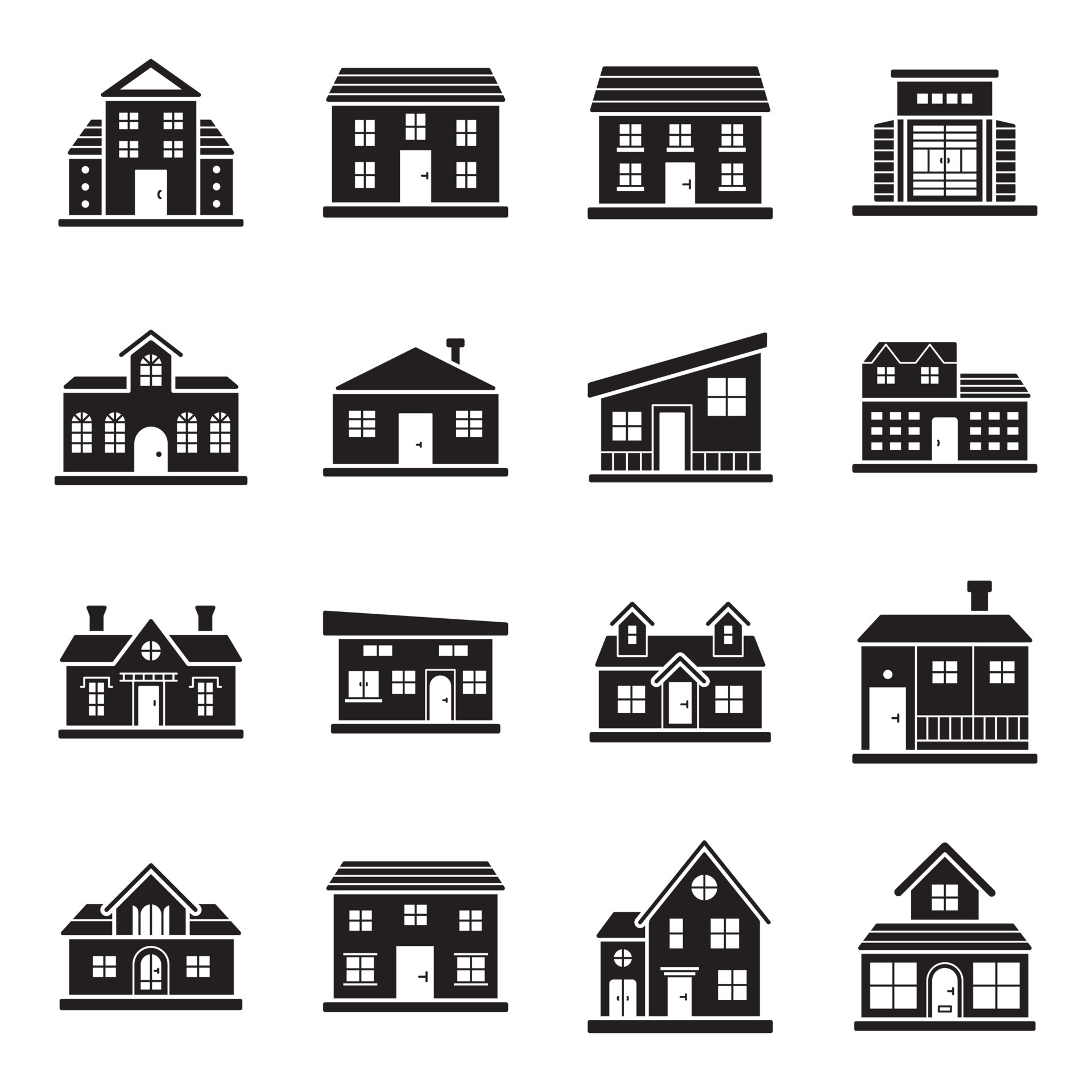 Pack of Architecture Solid Icons 15399920 Vector Art at Vecteezy