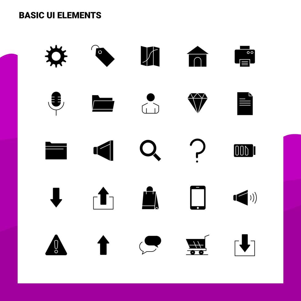 25 Basic Ui Elements Icon set Solid Glyph Icon Vector Illustration Template For Web and Mobile ...