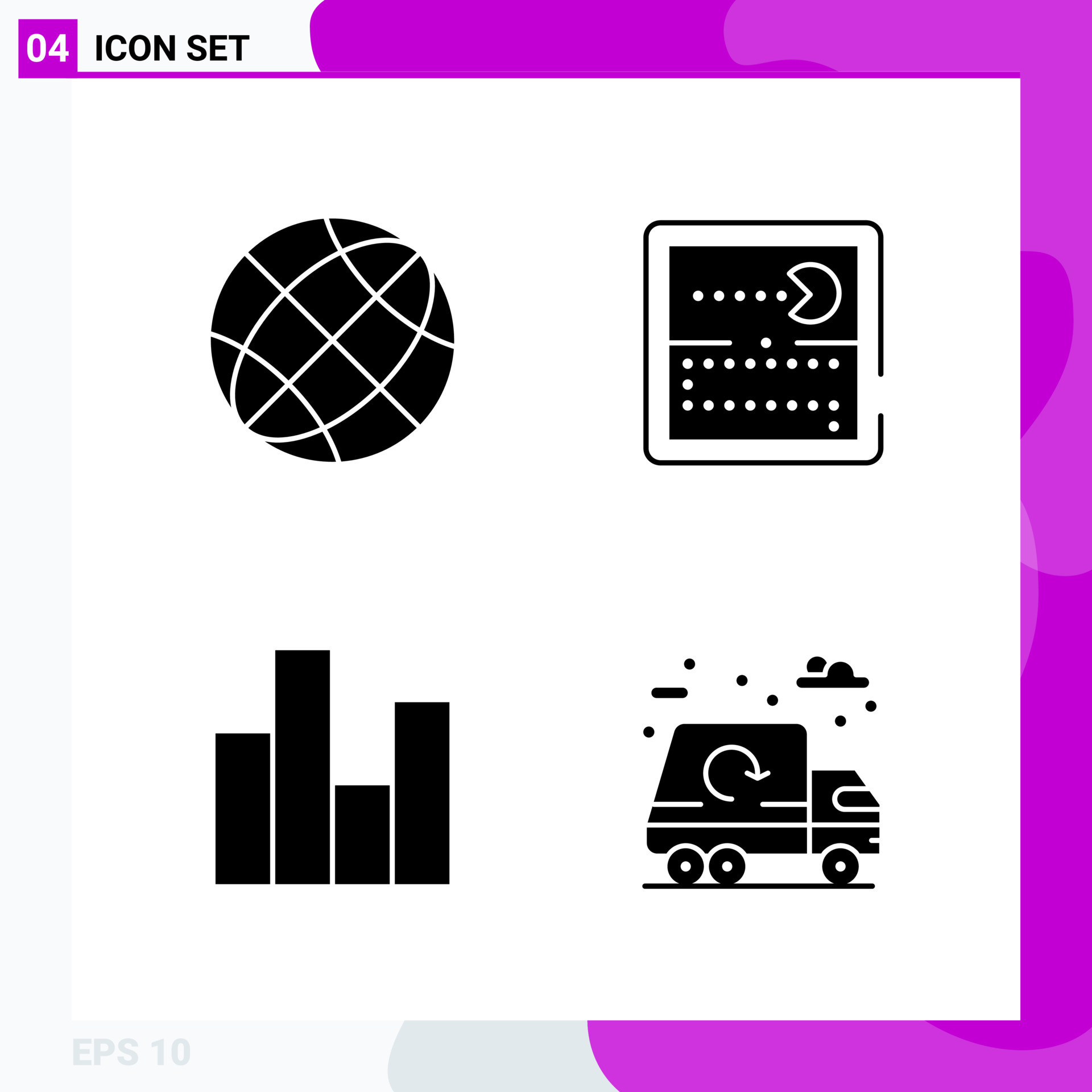 Solid Icon set Pack of 4 Glyph Icons isolated on White Background for ...