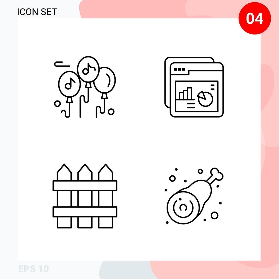 Vector Pack of 4 Icons in Line Style Creative Outline Pack isolated on ...