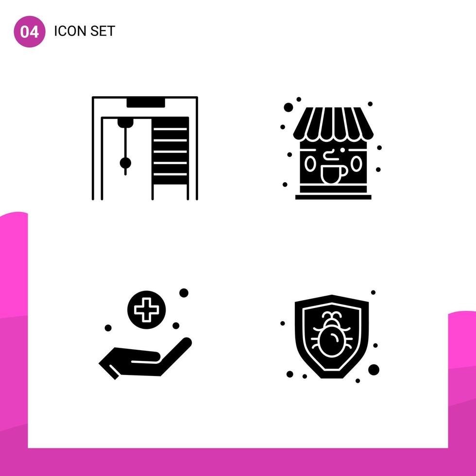 Glyph Icon set Pack of 4 Solid Icons isolated on White Background for ...