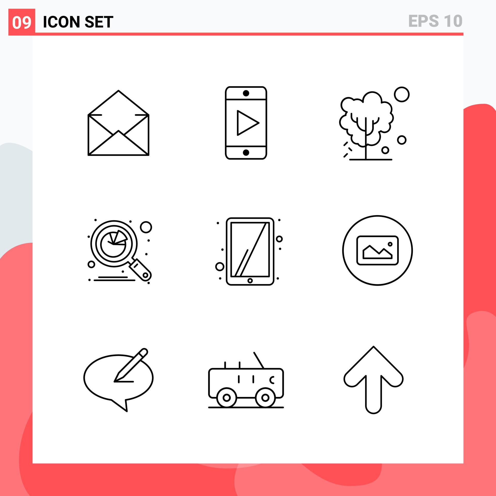 Collection Of 9 Vector Icons In Line Style Modern Outline Symbols For Web And Mobile Line Icon