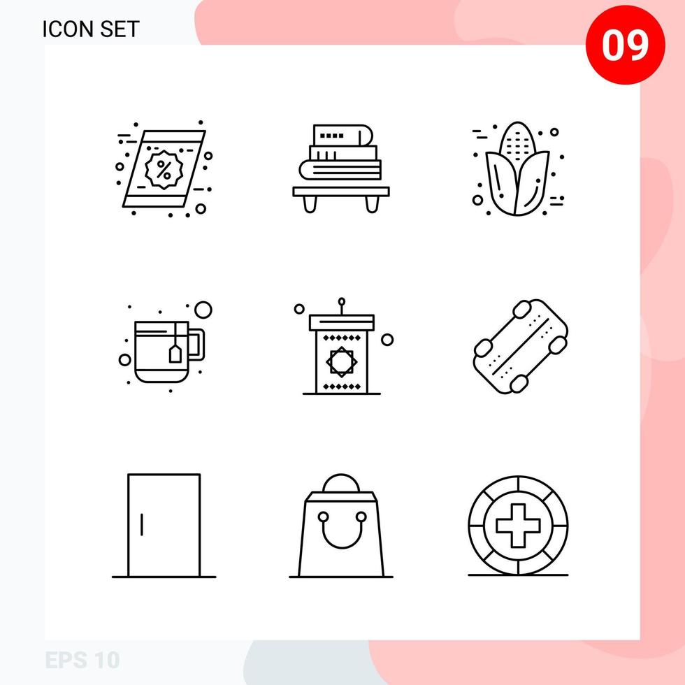 Vector Pack of 9 Icons in Line Style Creative Outline Pack isolated on ...