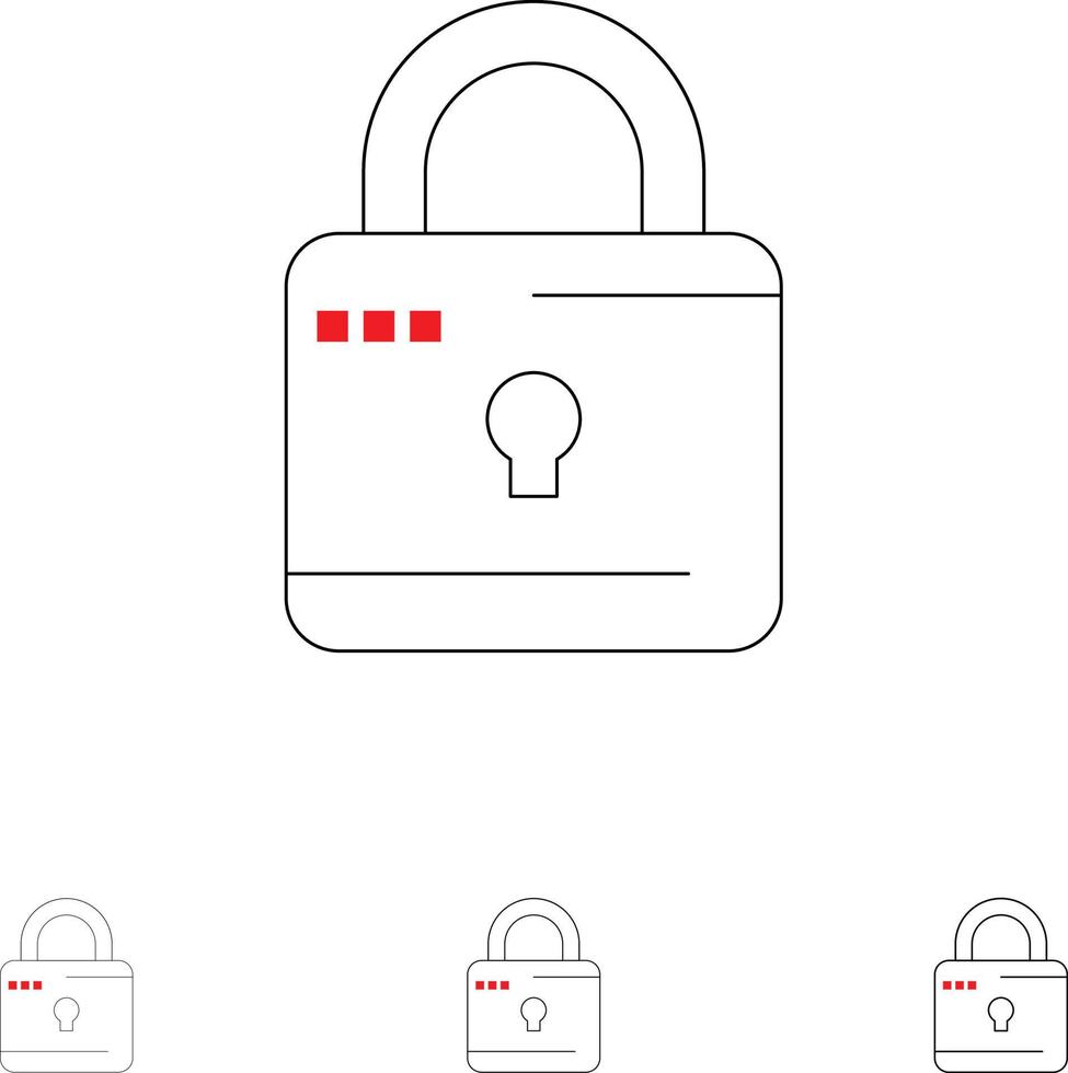 Lock Computing Locked Security Bold And Thin Black Line Icon Set 15405979 Vector Art At Vecteezy