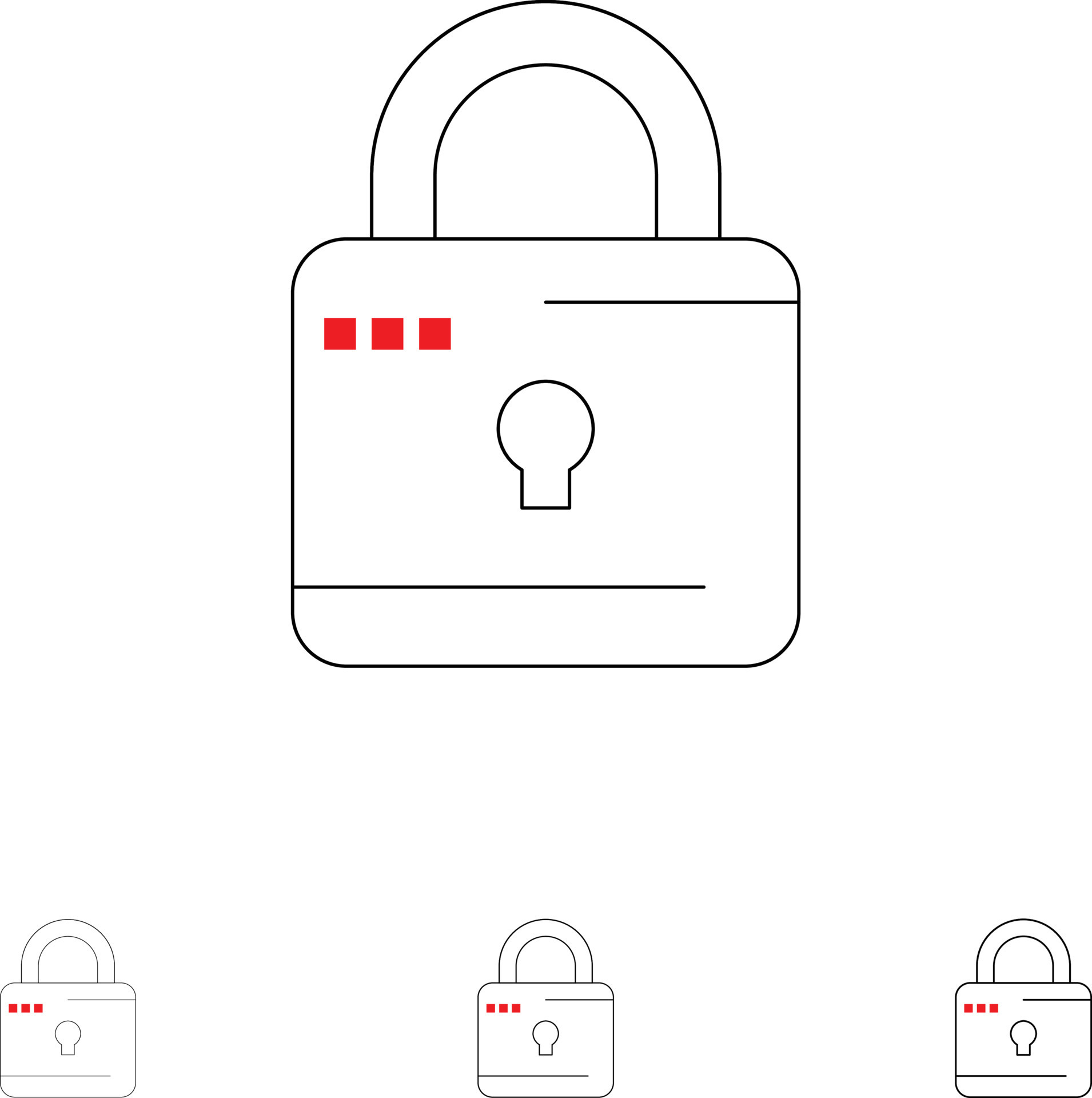 Lock Computing Locked Security Bold And Thin Black Line Icon Set